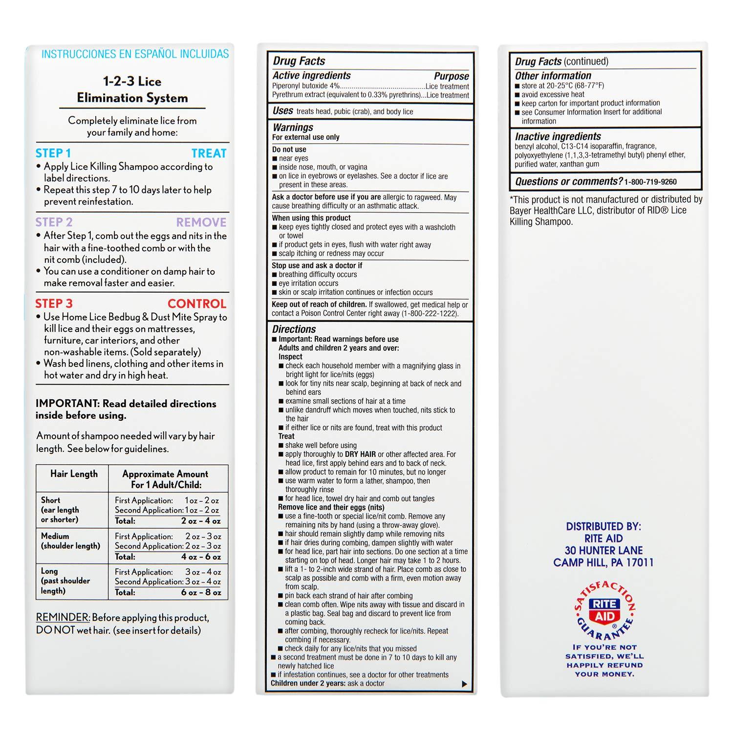 Rite Aid Lice Shampoo 8 oz - Effective Lice Treatment for Kids & Adults ...
