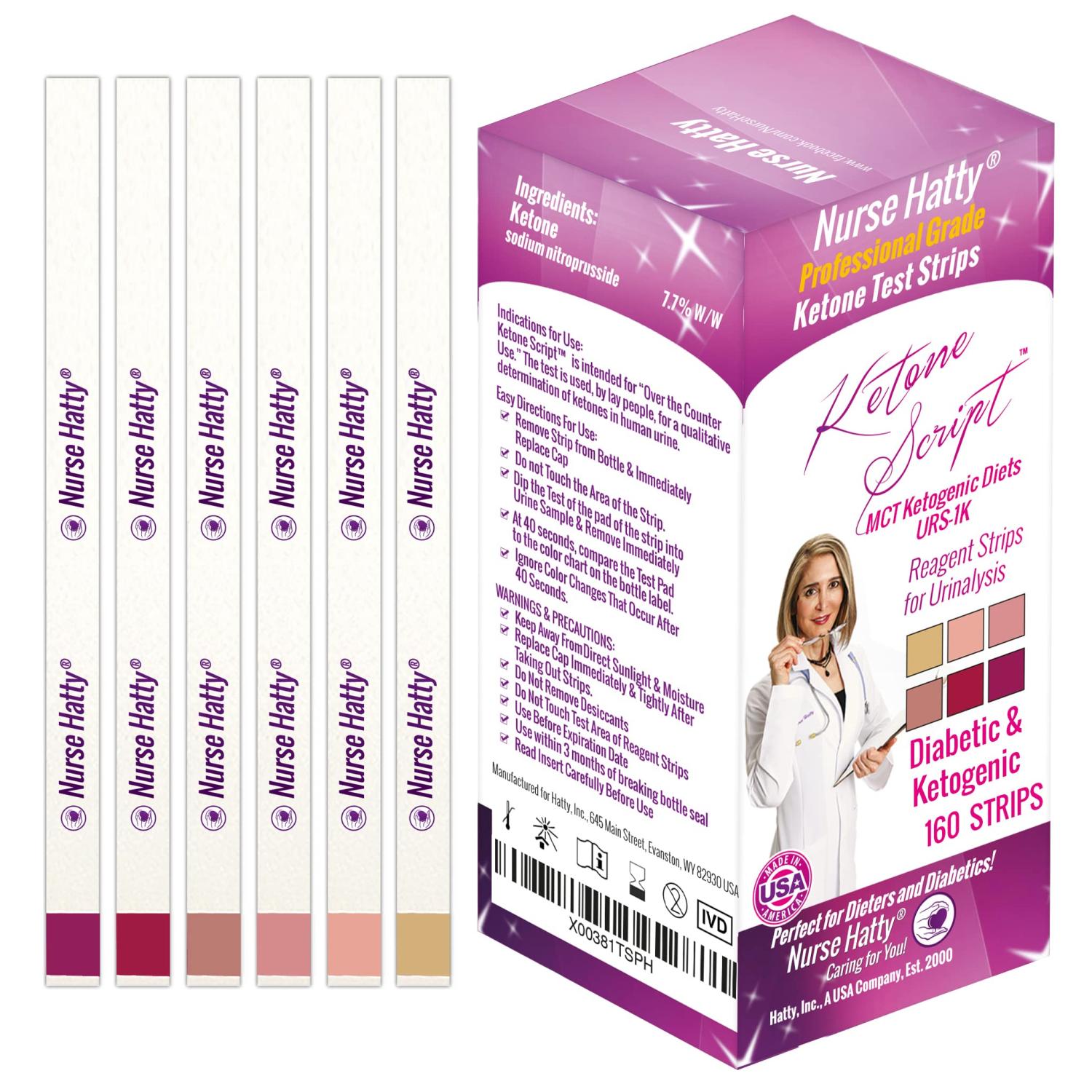 Nurse Hatty 160ct. Ketone Test Strips for MCT Ketogenic Diets - URS-1K ...
