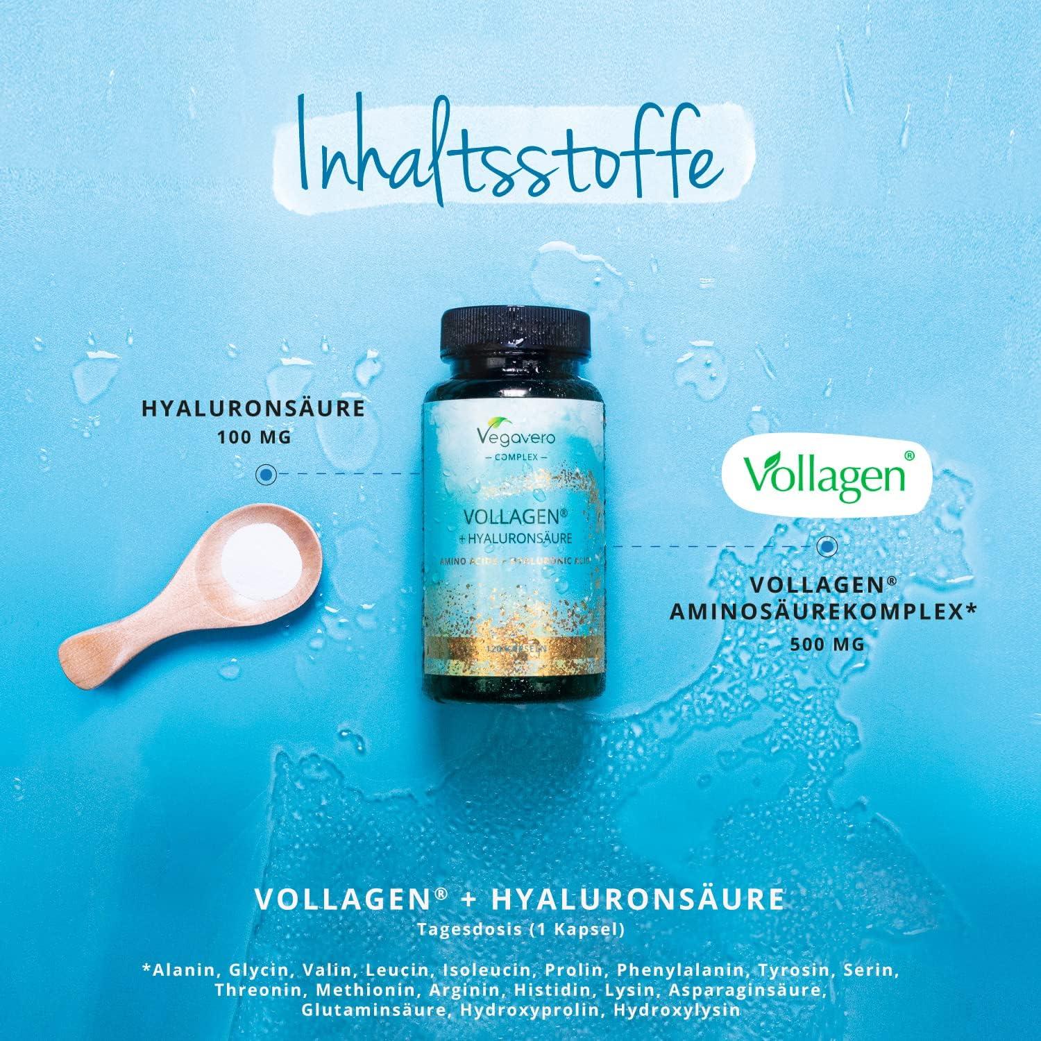 Vegan Collagen Capsules - High Dose with Hyaluronic Acid | Vollagen Raw ...