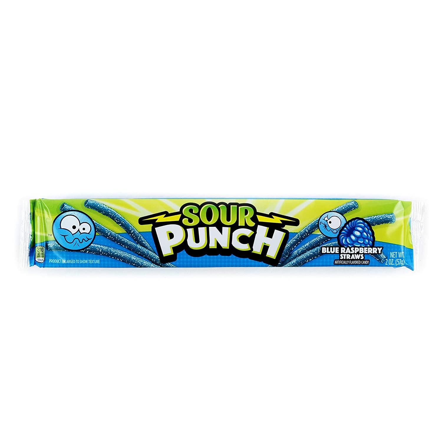 Sour Punch Straws Blue Raspberry - 2oz Tray, Pack of 24 | Sweet & Sour ...
