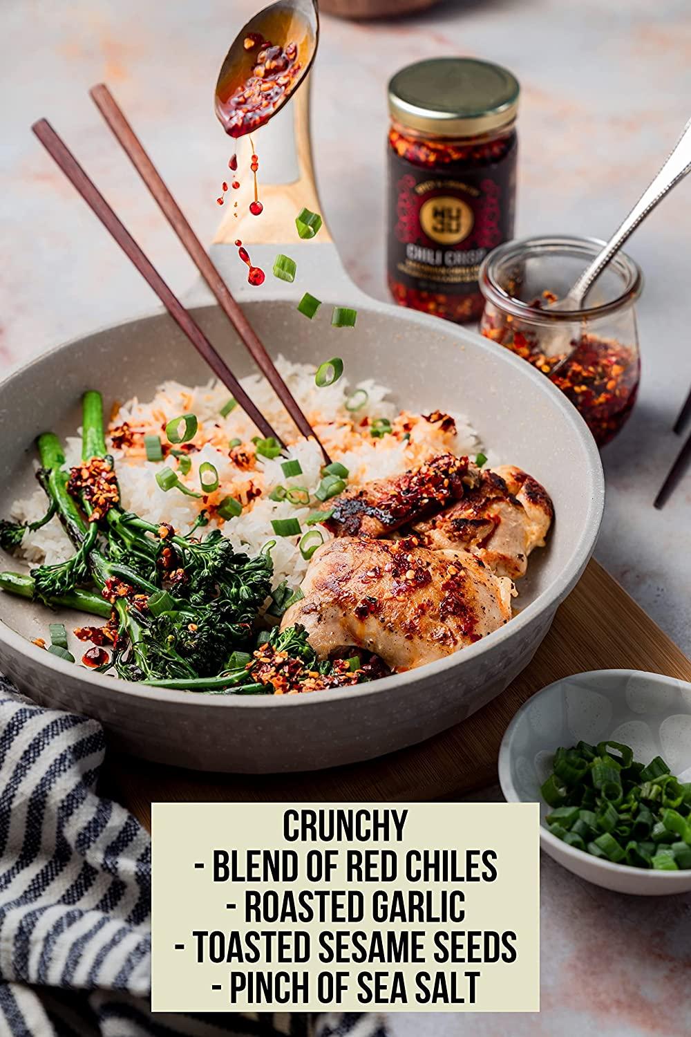 WUJU Chili Crisp - Spicy Chinese Hot Sauce with Crispy Texture - 8 oz ...