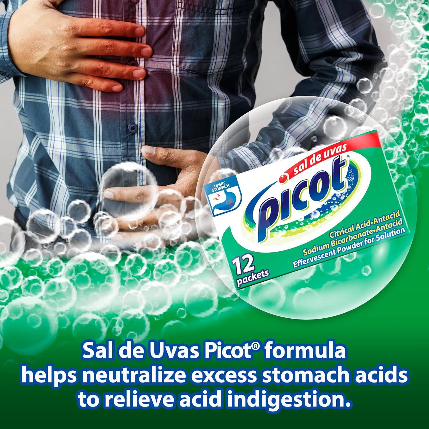 Sal de Uvas Picot Effervescent Antacid Powder 0.17 oz 4-Pack - 8 ...