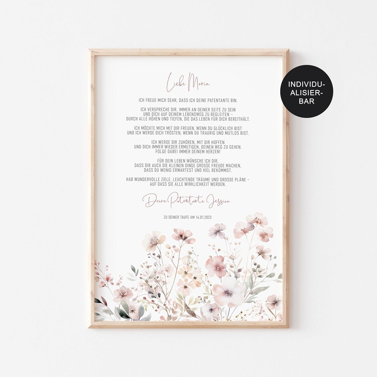 Personalized Godparent Letter Baptism Flowers | Unique Baptism Gift for ...