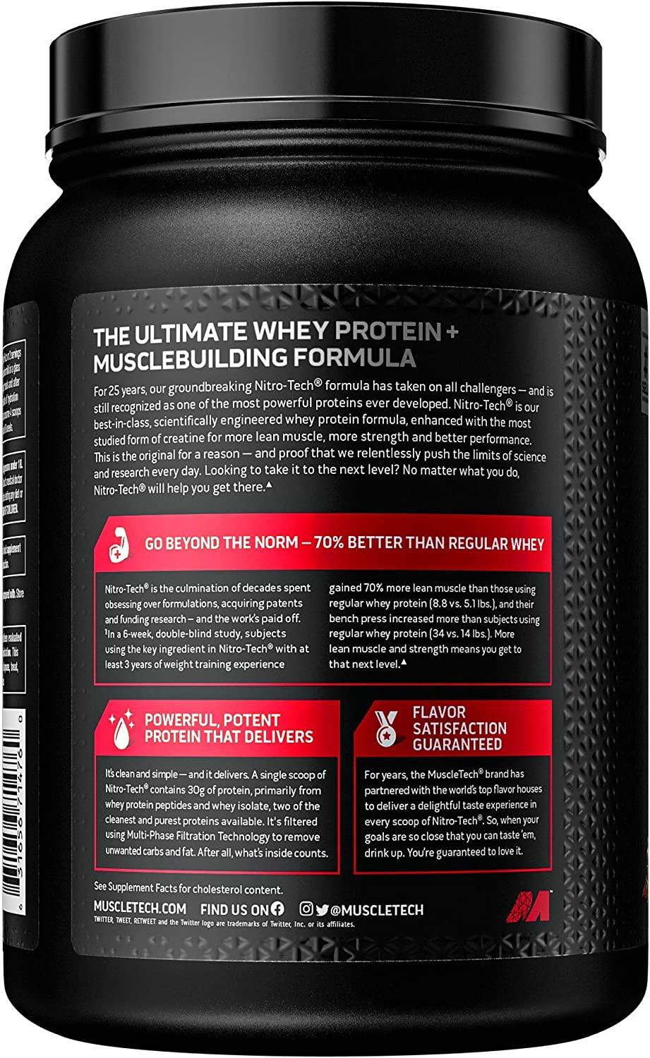 Whey Protein Powder | MuscleTech Nitro-Tech Whey Protein Isolate ...