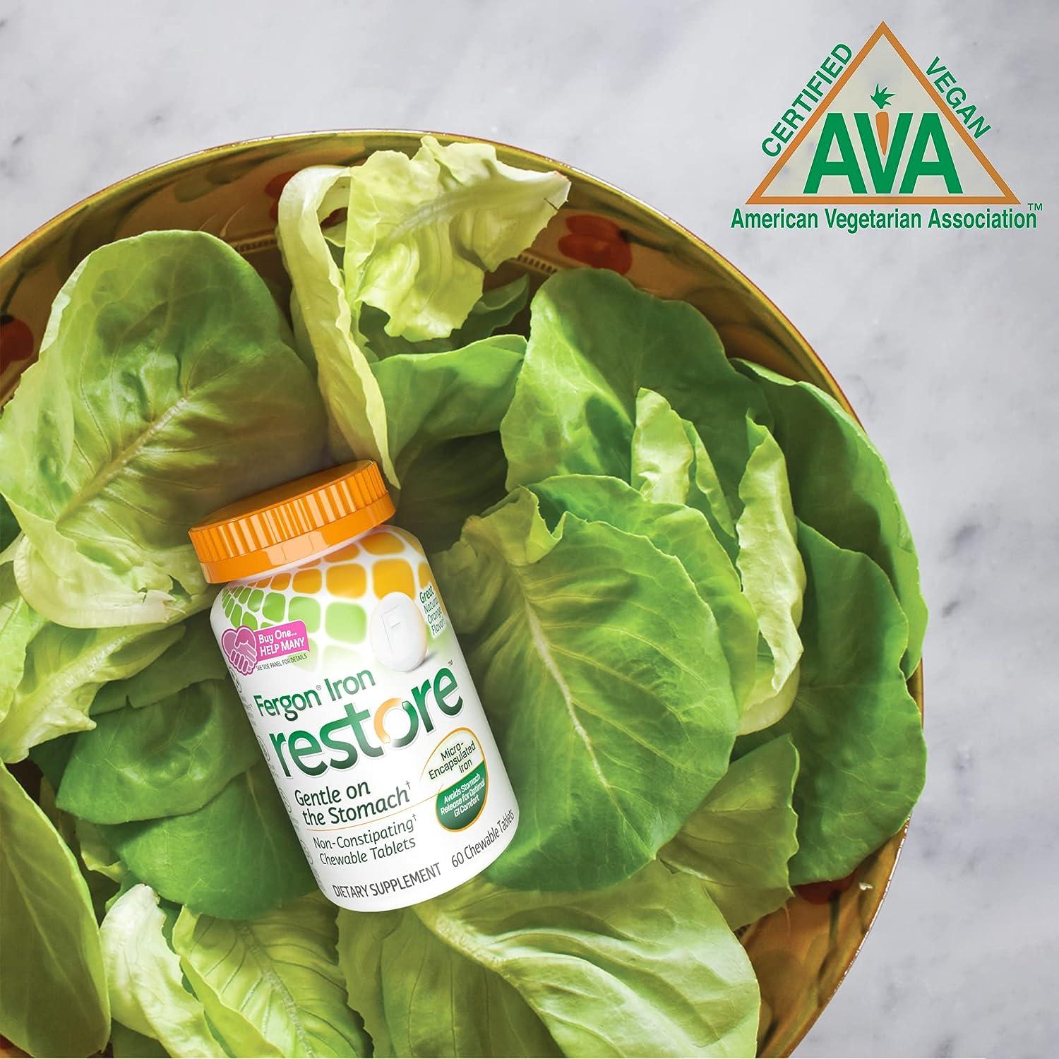 Fergon Iron Restore Chewable Tablets - 27mg Iron for Gentle Energy ...