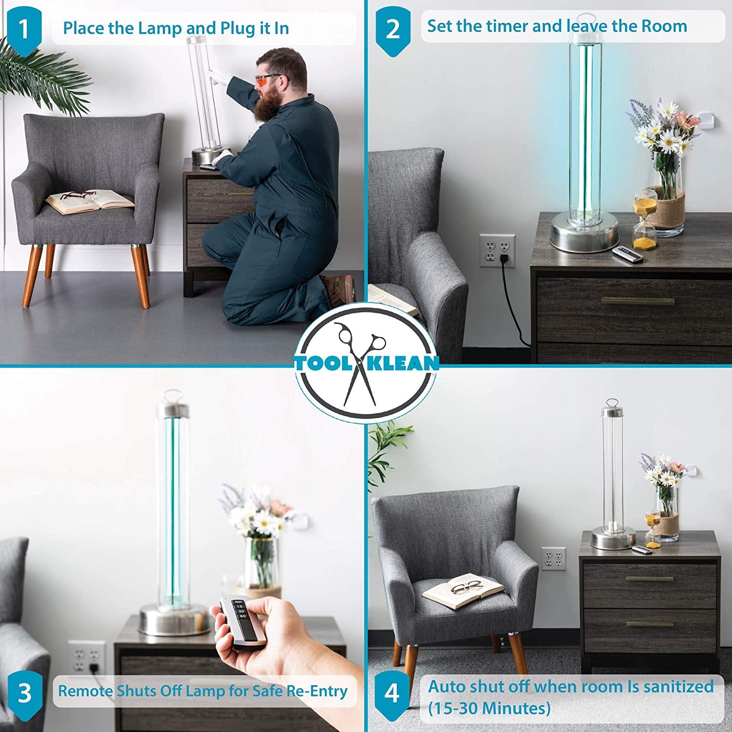 USA 100W Professional Grade UV-C Lamp for Whole Room Sanitization - EPA ...