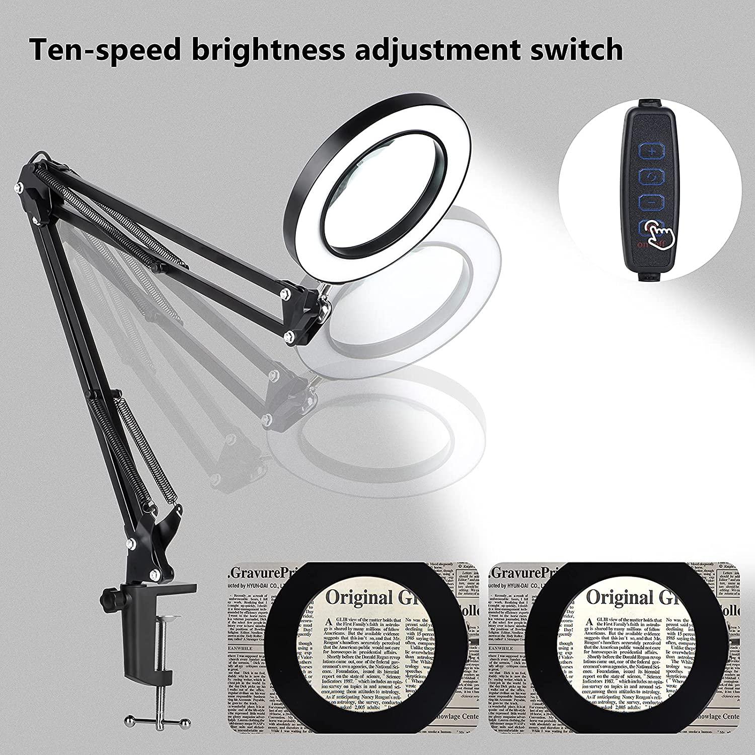 Magnifying Glass with Light and Stand 3 Color Modes Stepless Dimmable 5 ...