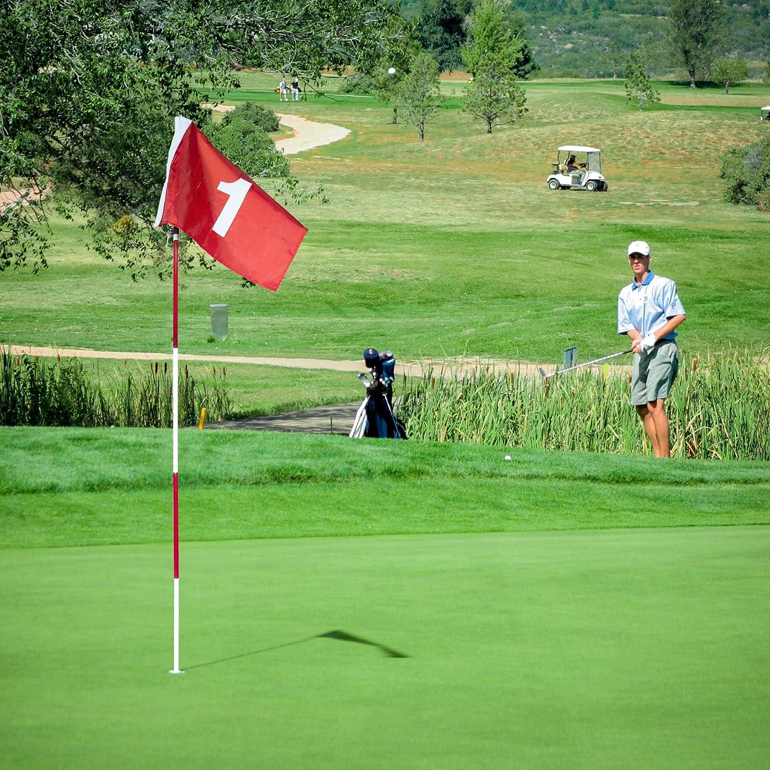 Anley 6 Ft Height Golf Flagsticks with Putting Cup Set - Golf Pin Flag ...