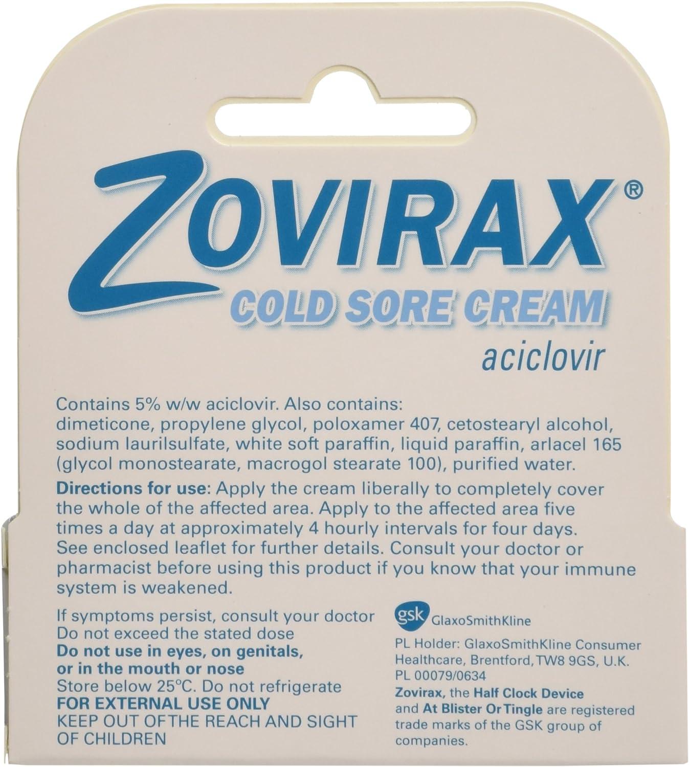 Zovirax Cold Sore Relief Treatment Cream Pump 2g | Fast-Acting Relief ...