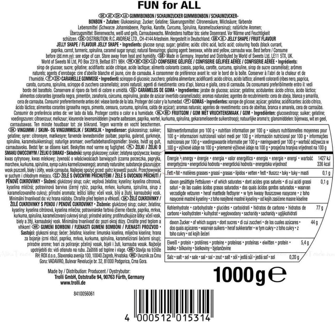 Trolli Fun for All Jelly Fruity Flavour Candy Sweet Treat Party Mix Tub ...