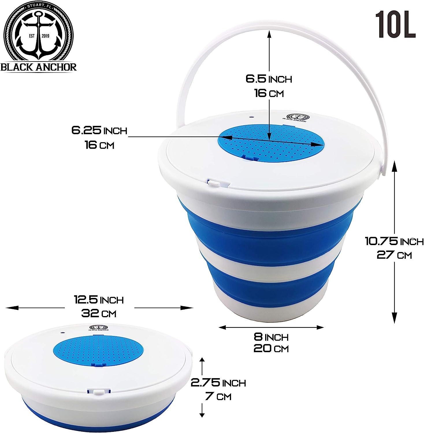 Black Anchor Collapsible Bait Bucket 10L | Lightweight with Aerator ...