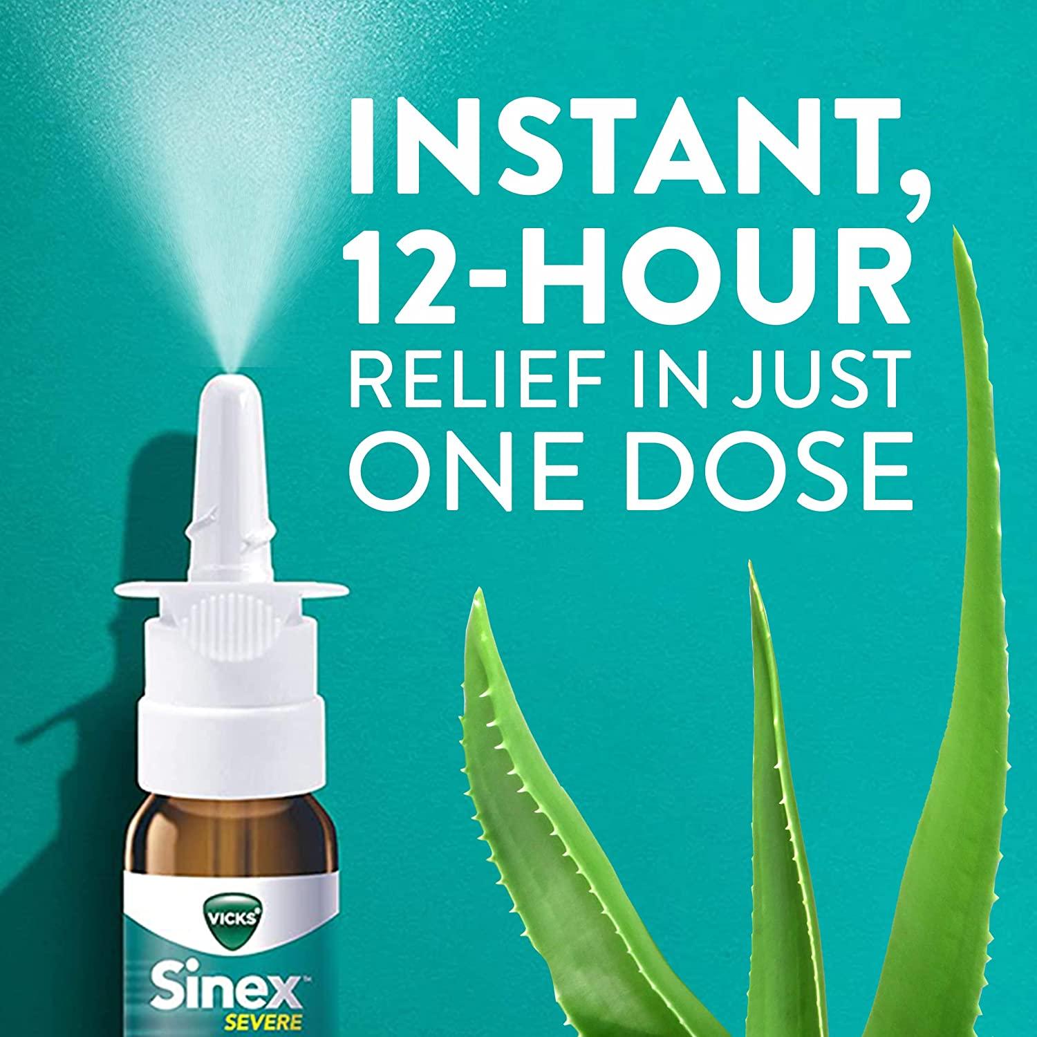 Vicks Sinex SEVERE Nasal Spray with Aloe | Decongestant Relief for Cold ...