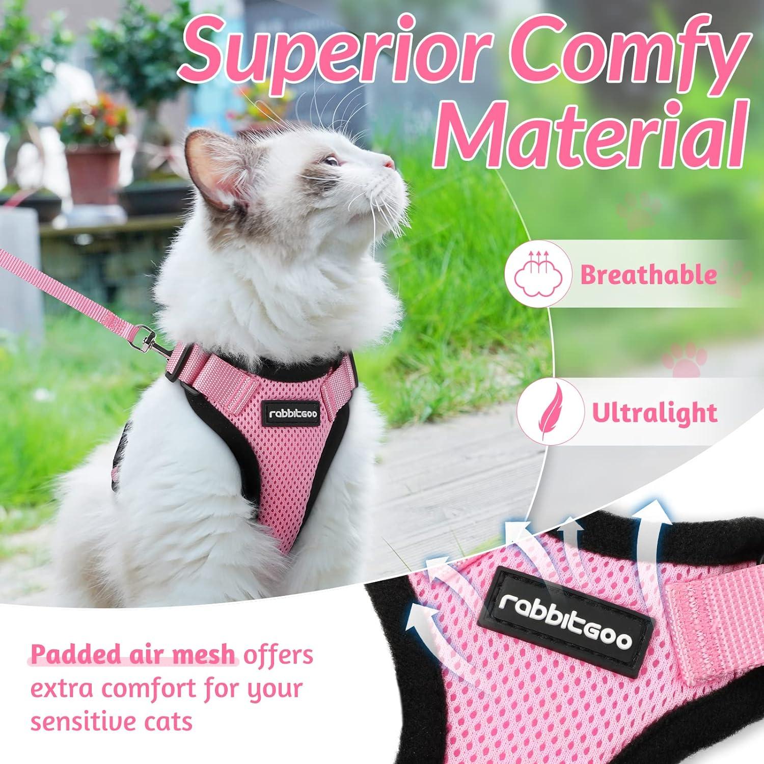 Rabbitgoo Cat Dishes & Chest Harness Set - Adjustable Cat Harness with ...