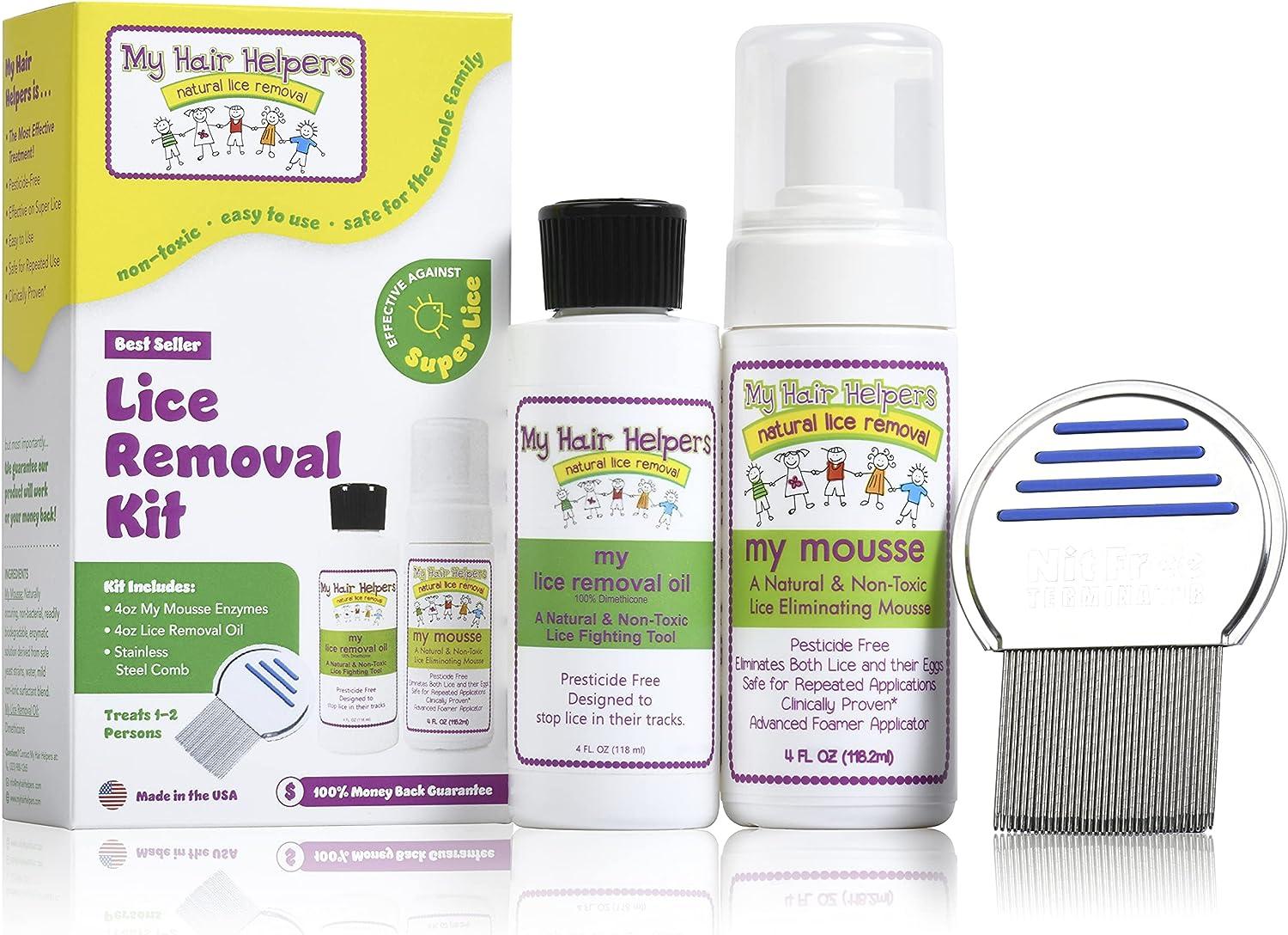 Kids Head Lice Removal Kit with Stainless Steel Comb, Dimethicone ...