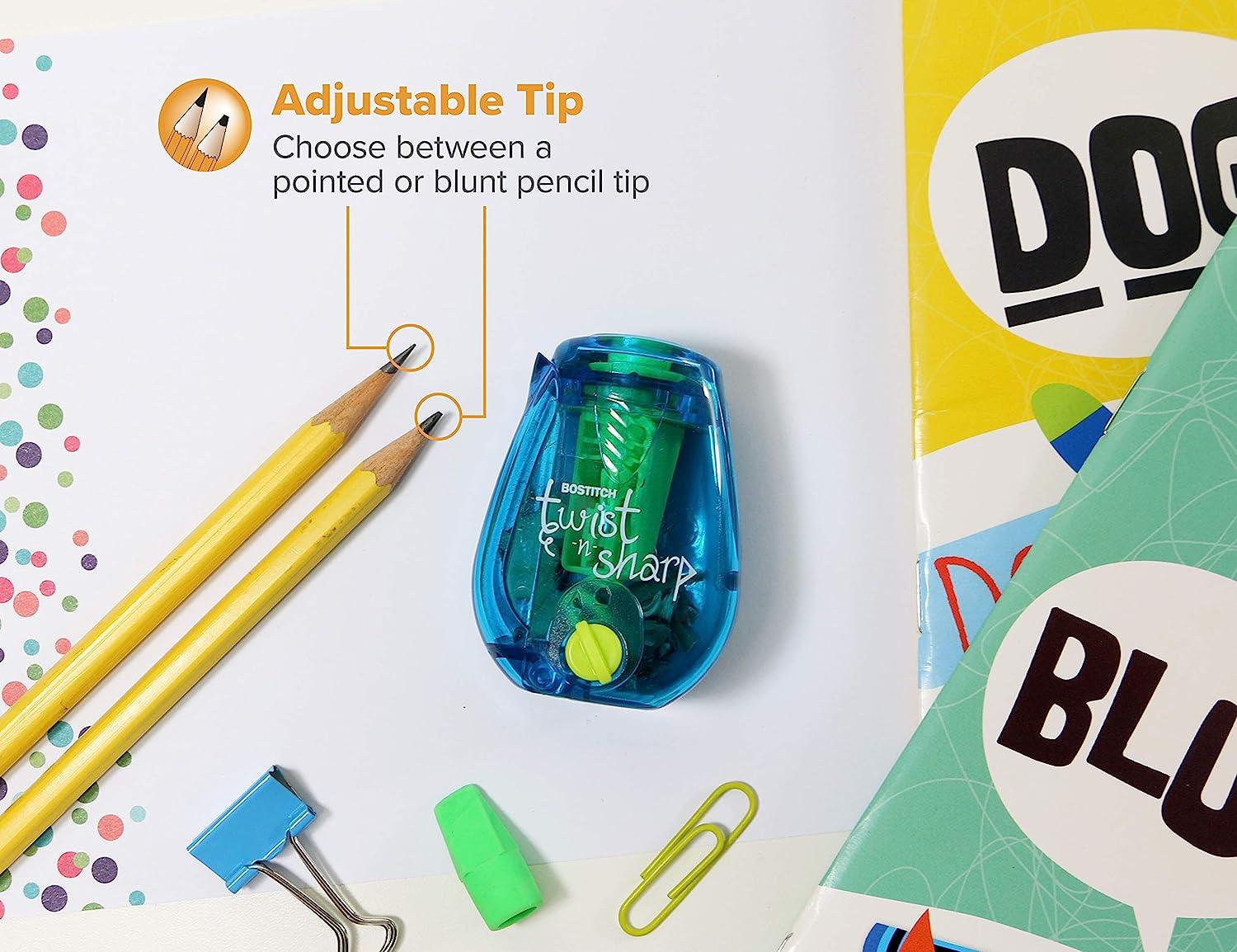 Bostitch Twist-n-Sharp Pencil Sharpener for Kids & Colored Pencils ...