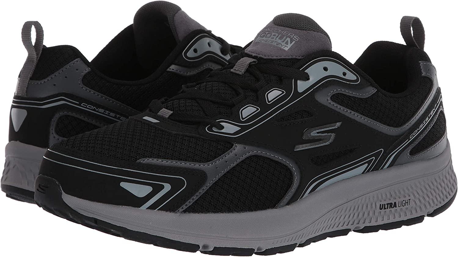Skechers Men's GOrun Consistent Athletic Shoe 11 Black/Grey with Air ...