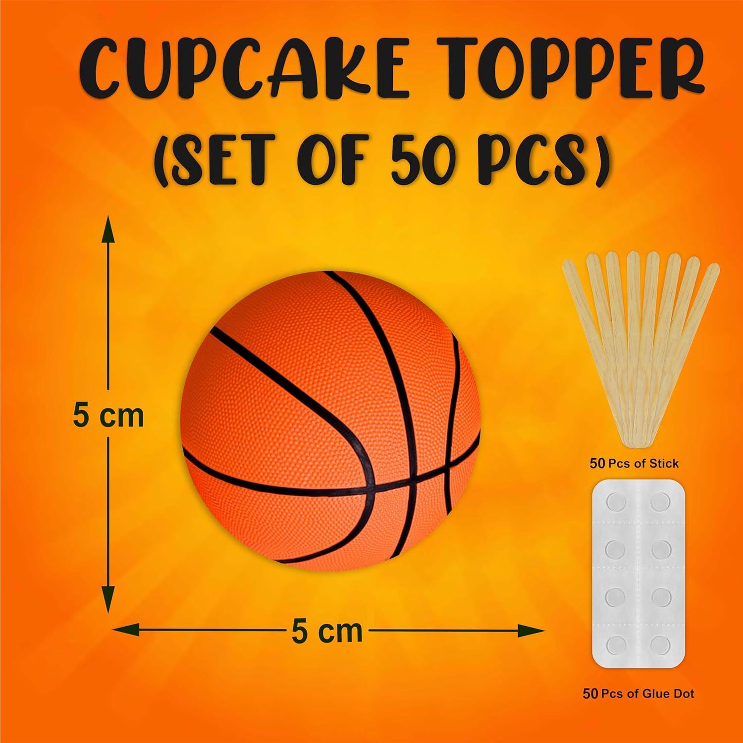 Seyal 50 Pcs Basketball Cupcake Topper for Party Sports Theme Party ...