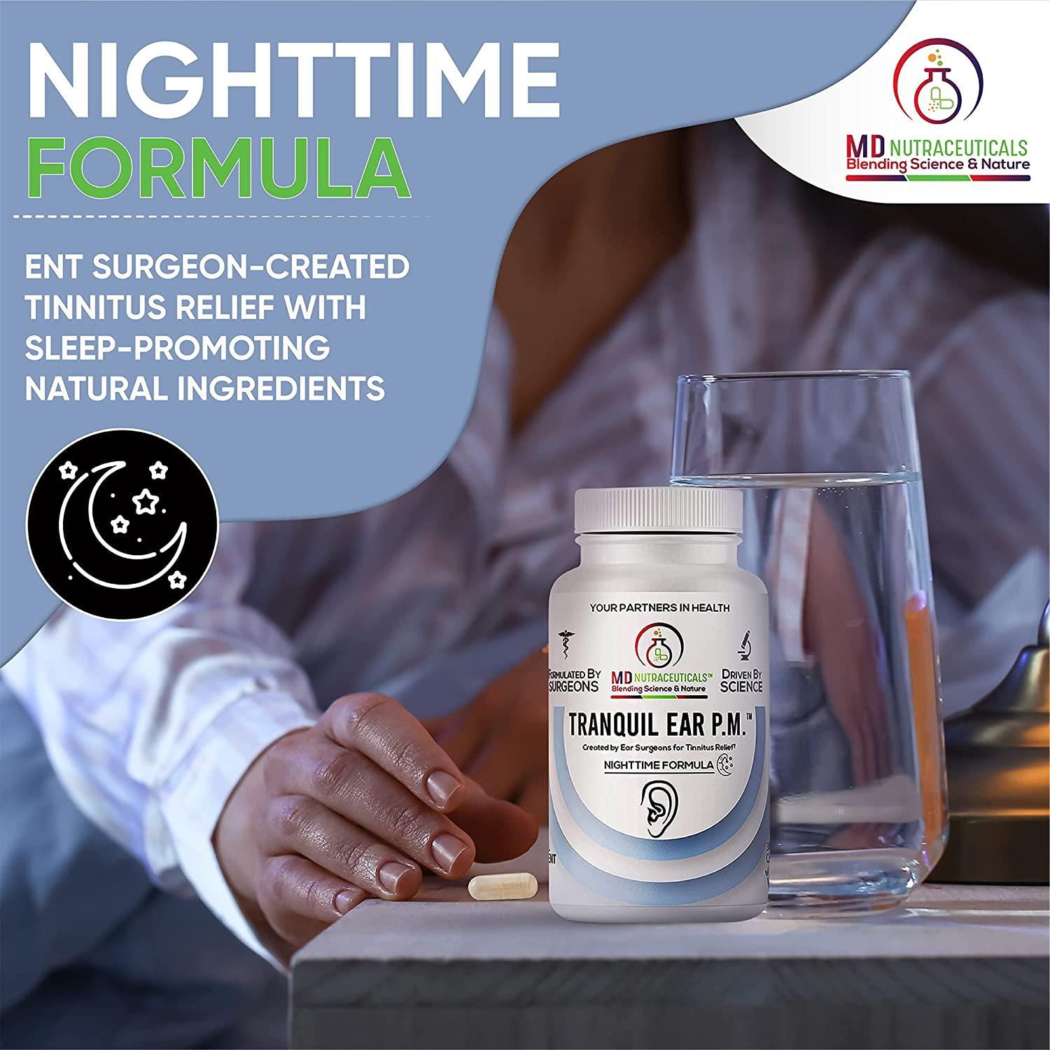 Tranquil Ear PM: Tinnitus Relief Supplement by Ear Surgeons - Nighttime ...