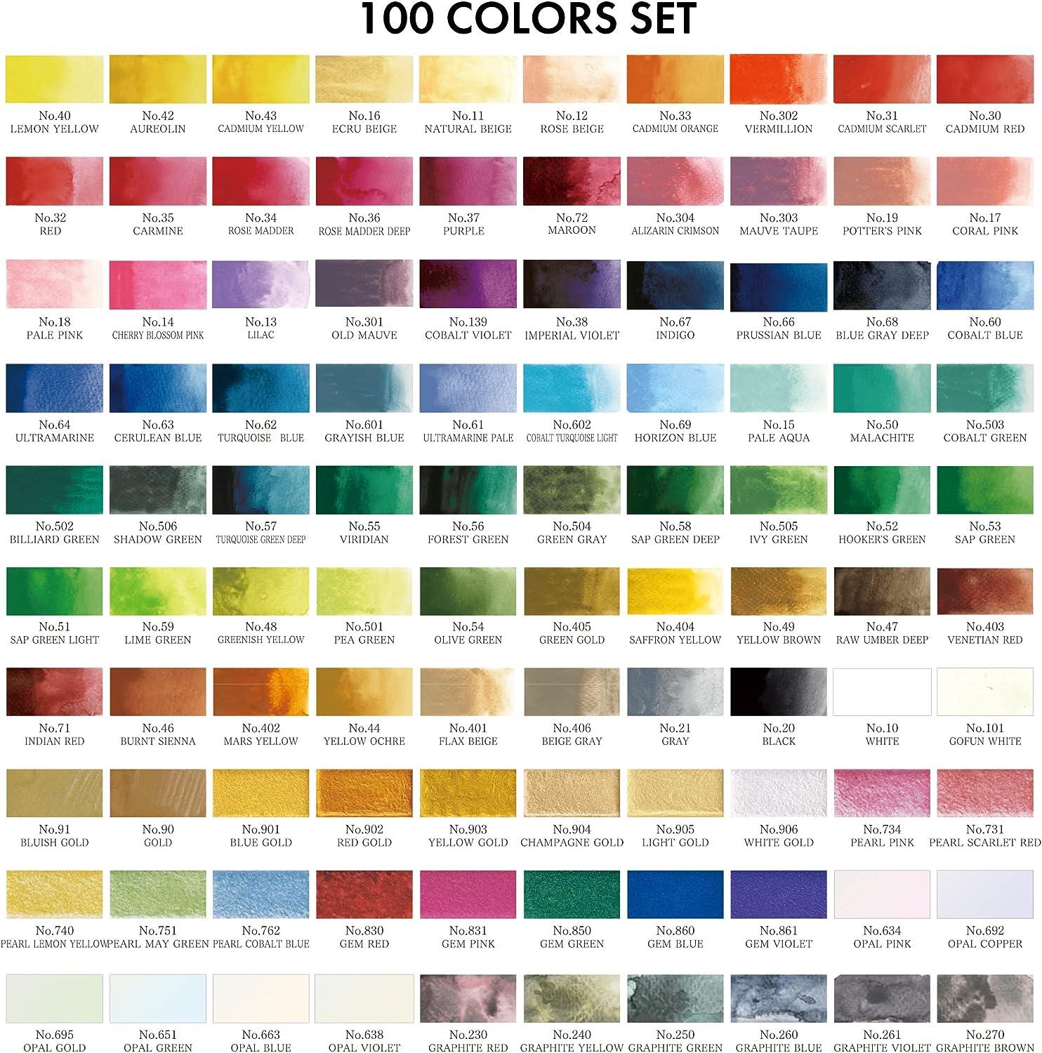 Kuretake Gansai Tambi 100 Color Set in Beautiful Wooden Box ...