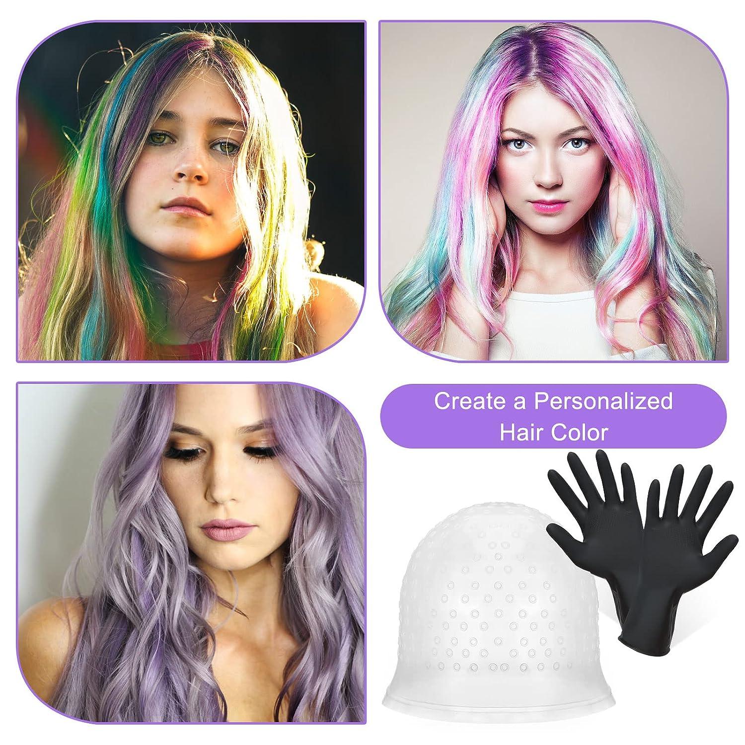 5 Piece Hair Coloring Highlighting Cap Kit for Salon - Silicone Cap ...