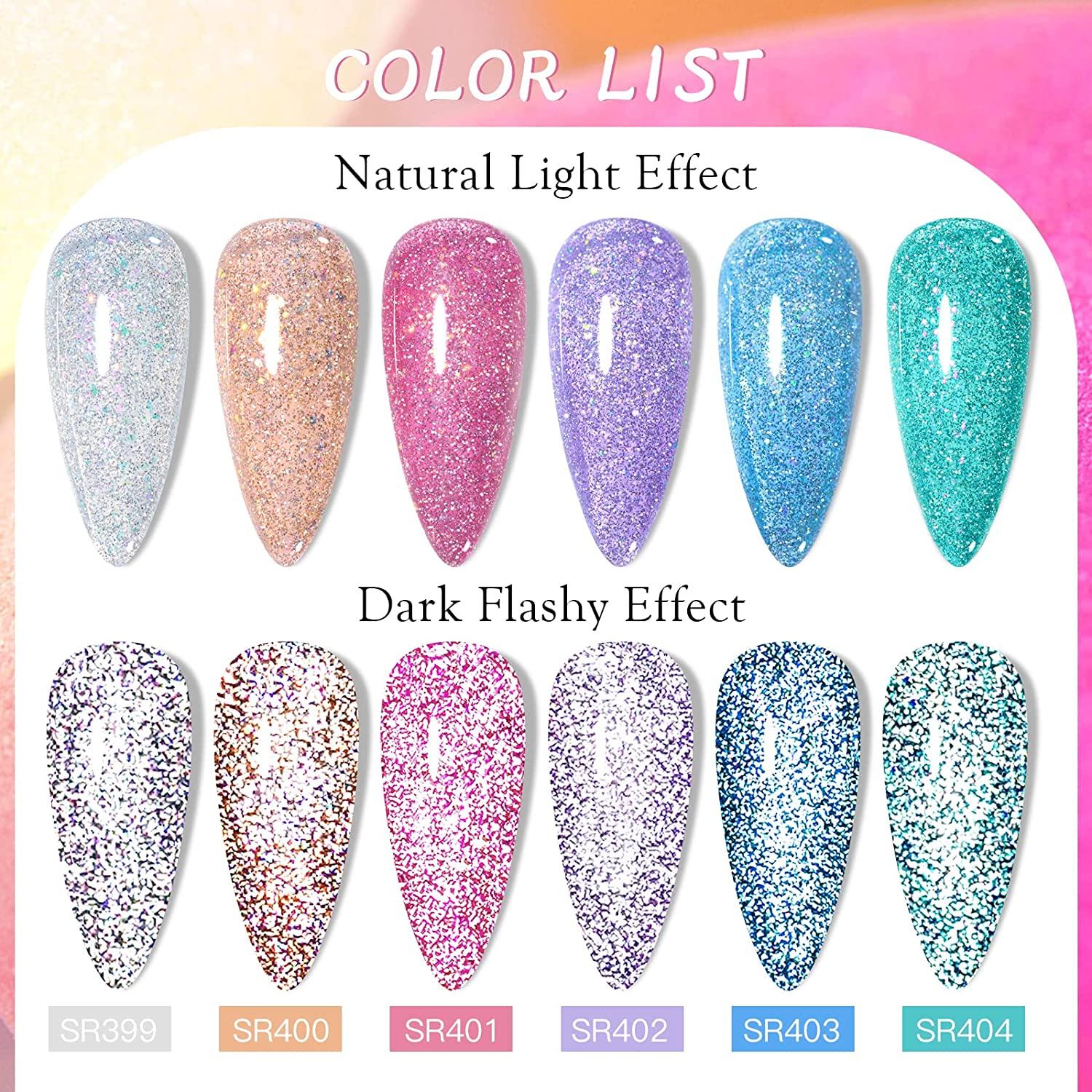 MEET ACROSS Reflective Glitter Gel Nail Polish Set for Shiny DIY Manicures | Buy Now with ...