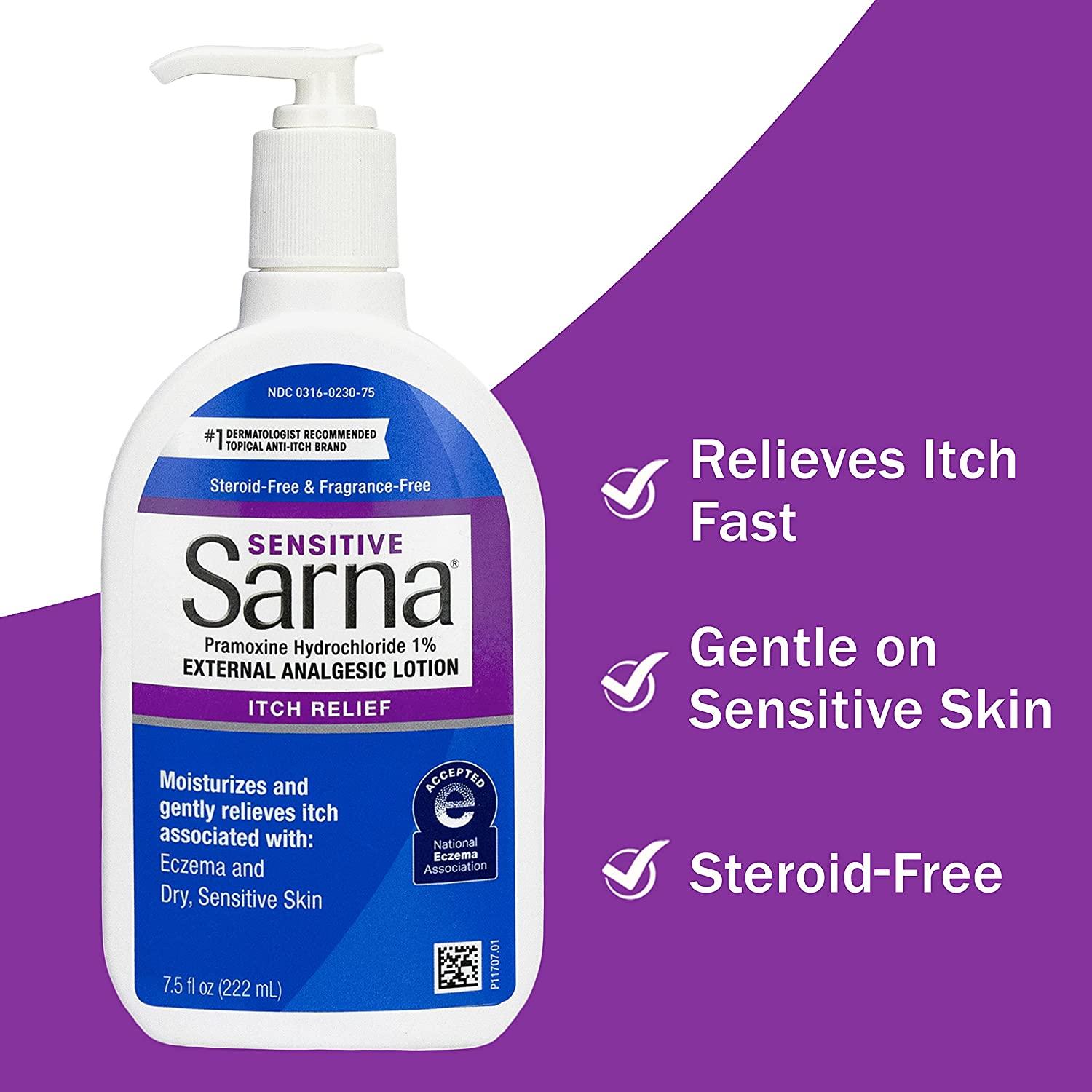 Sarna Sensitive Anti-Itch Lotion 7.5oz - Fragrance-Free, Steroid-Free ...