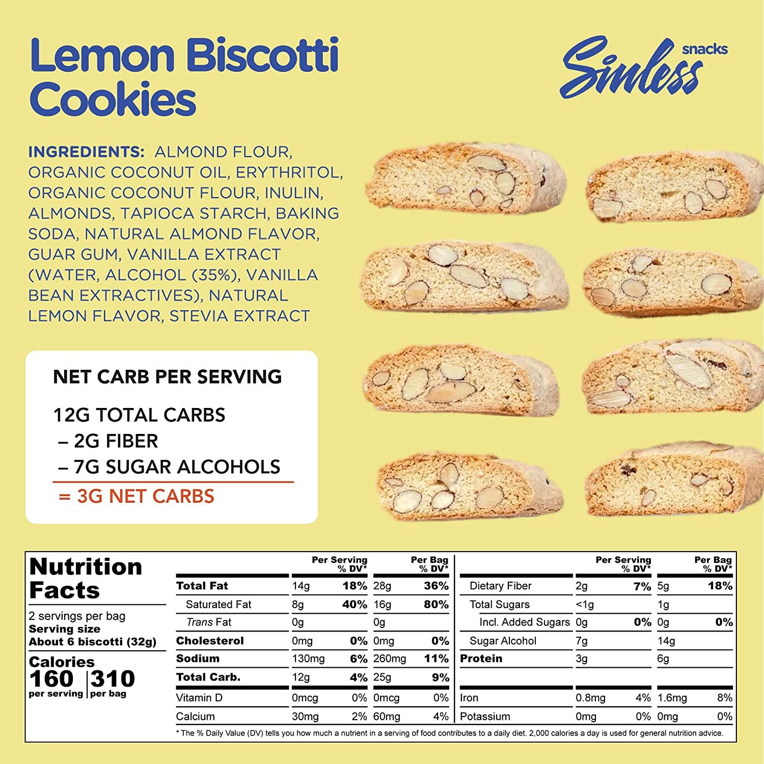 Sinless Snacks Lemon Biscotti Cookies - Soft & Chewy Keto Treats for ...