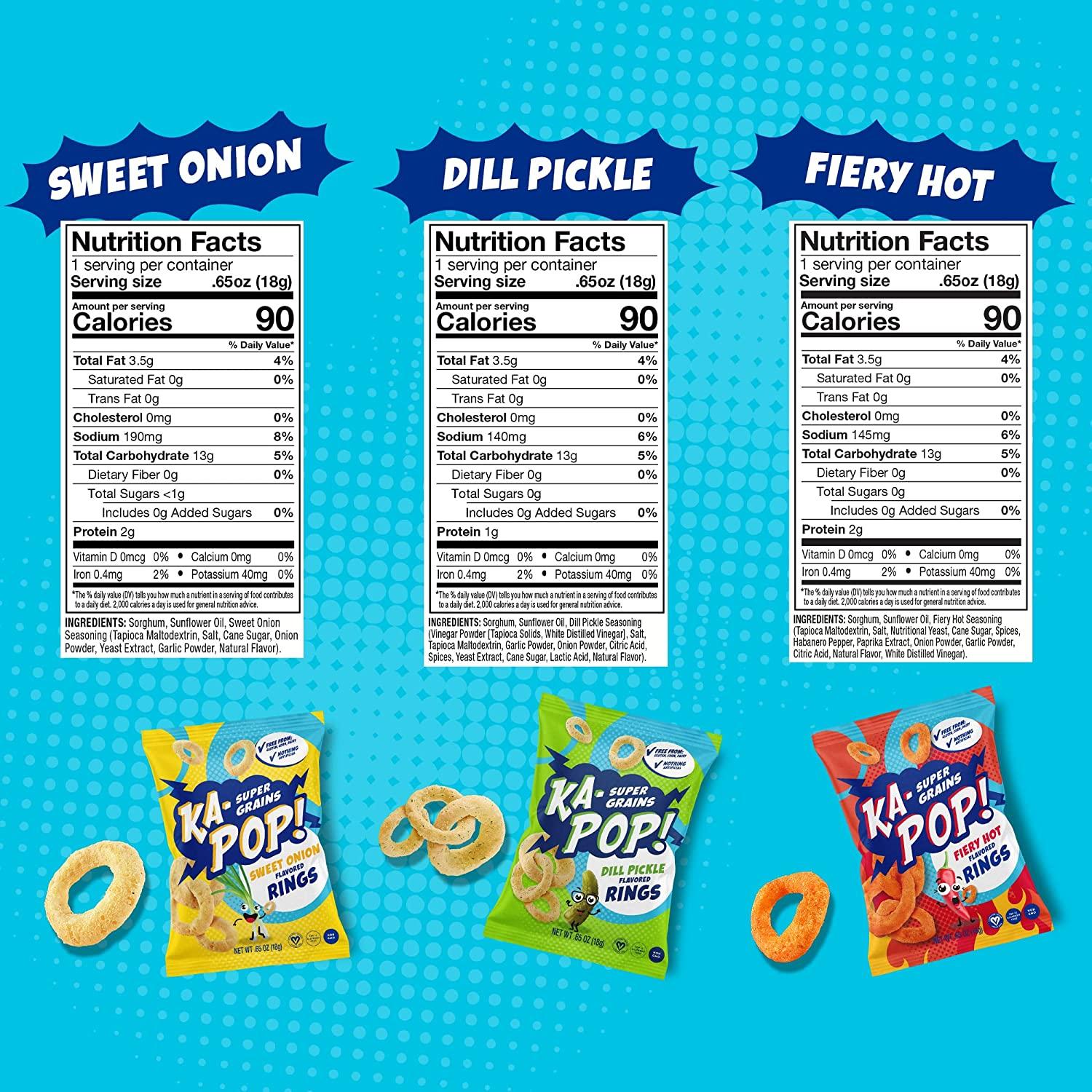 Ka-Pop! Popped Rings Variety Pack 12 Pack - 4 Sweet Onion 4 Dill Pickle ...