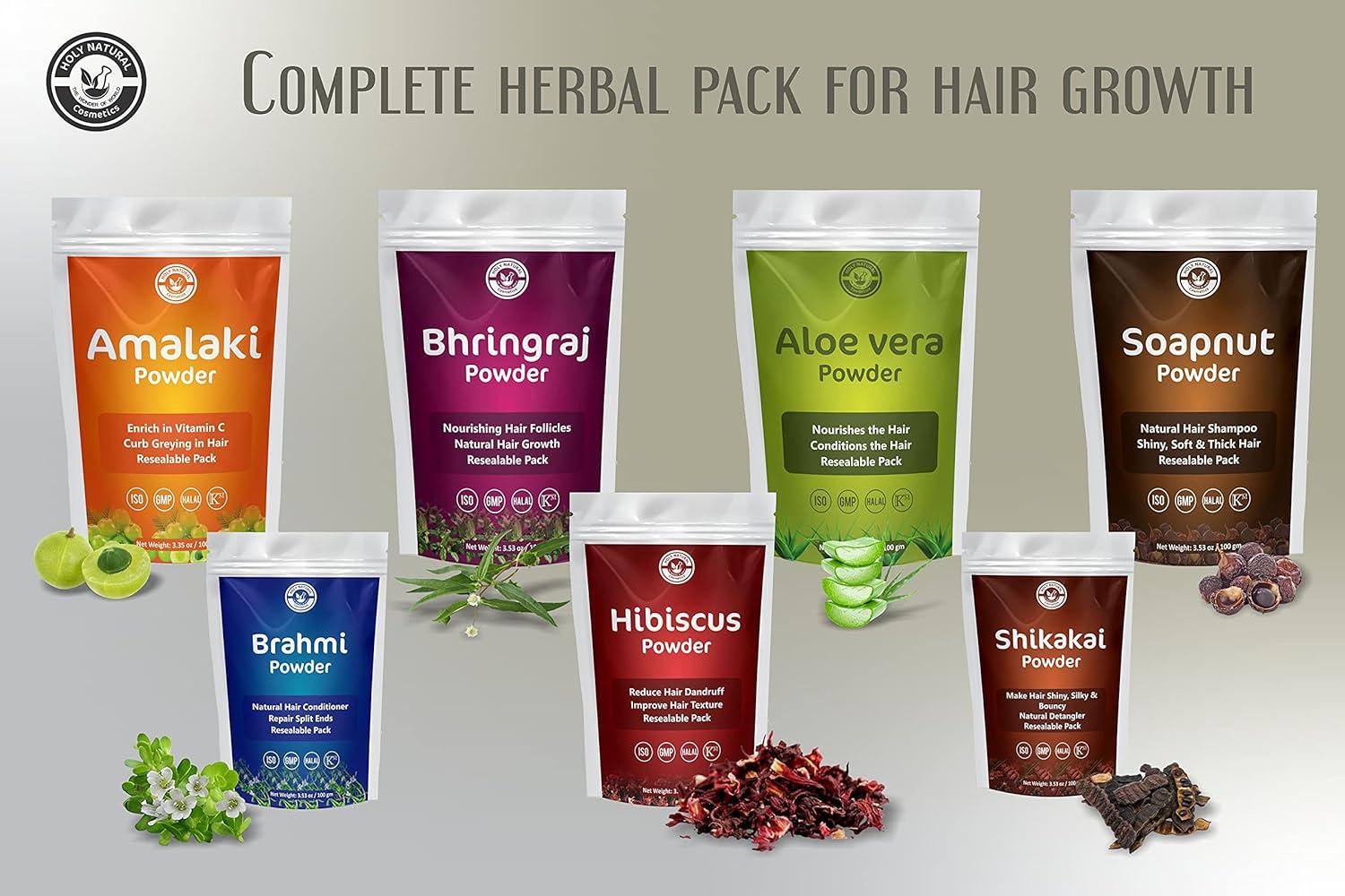 Herbal Hair Growth Powder | 7-in-1 Hair Mask Combo | Amalaki, Bhringraj ...