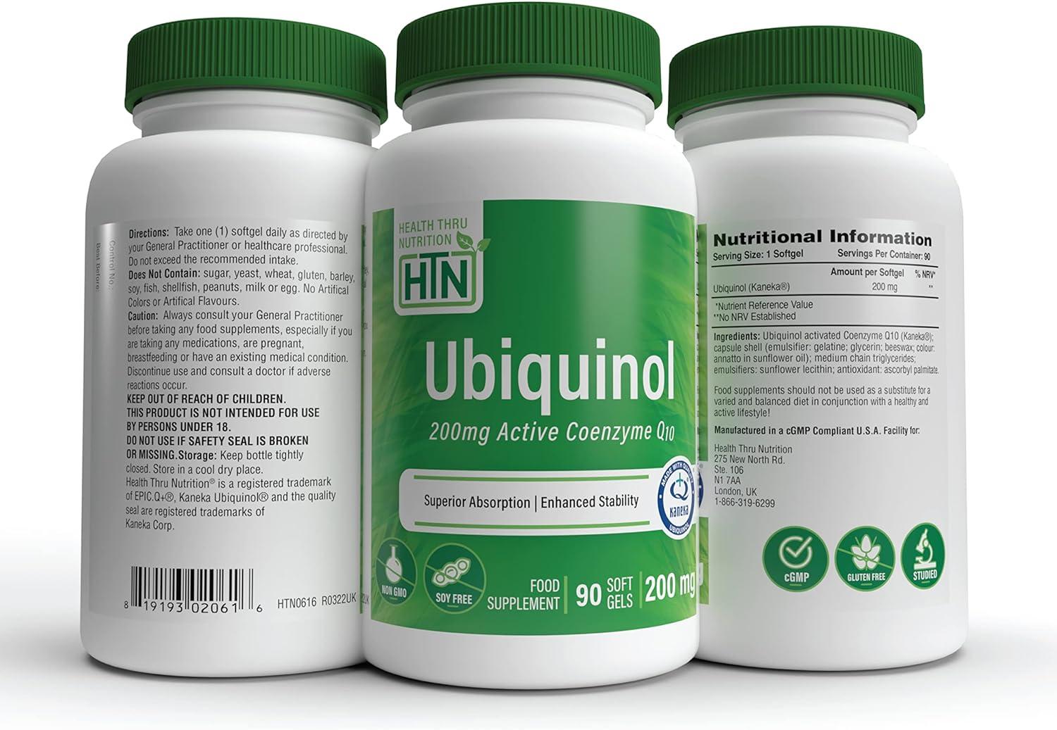 Ubiquinol 200mg EAF CoQ10 (Kaneka Ubiquinol) 90 Softgels - Enhanced ...