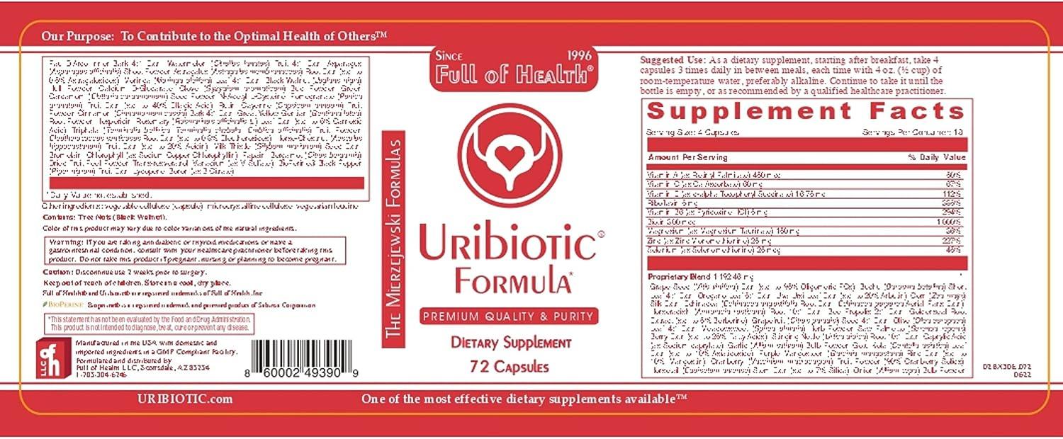 Uribiotic Formula 72 Capsules - Advanced Urinary & Kidney Support ...