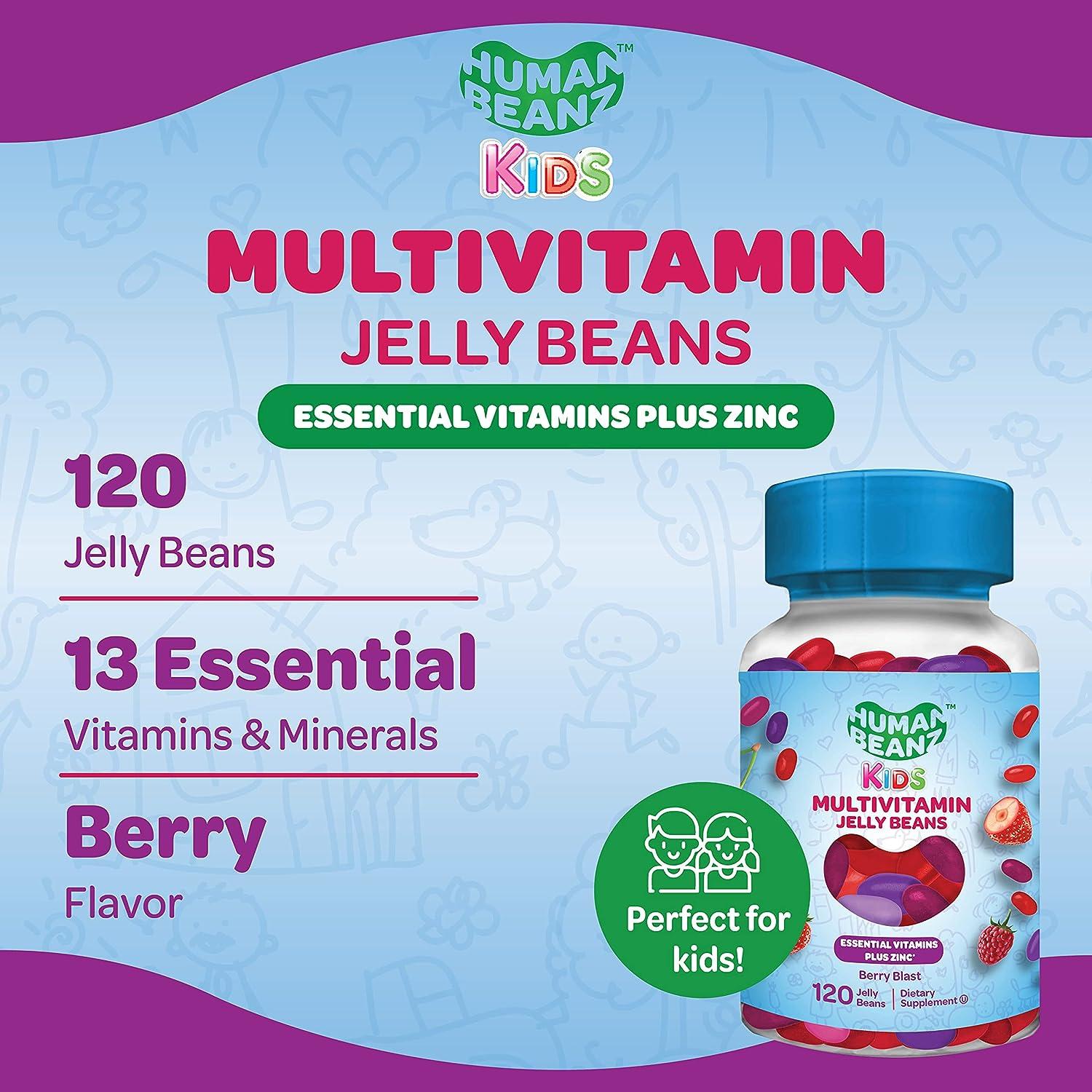 Human Beanz Multivitamin Jelly Bean Gummies with Zinc for Kids Immune ...