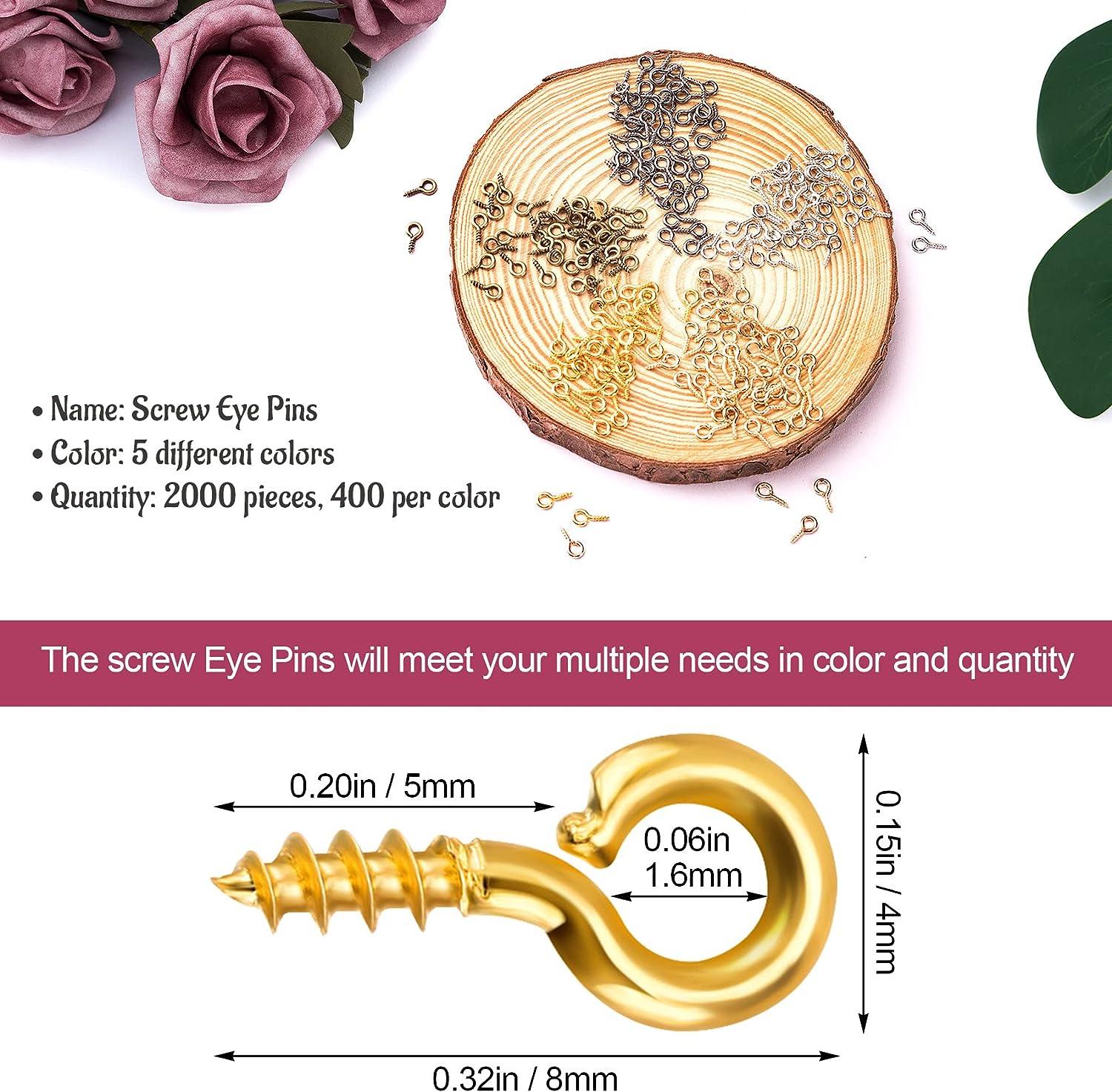 OIIKI 2000Pcs Screw Eye Pins - Small Metal Eye Pins Hooks for Jewelry ...