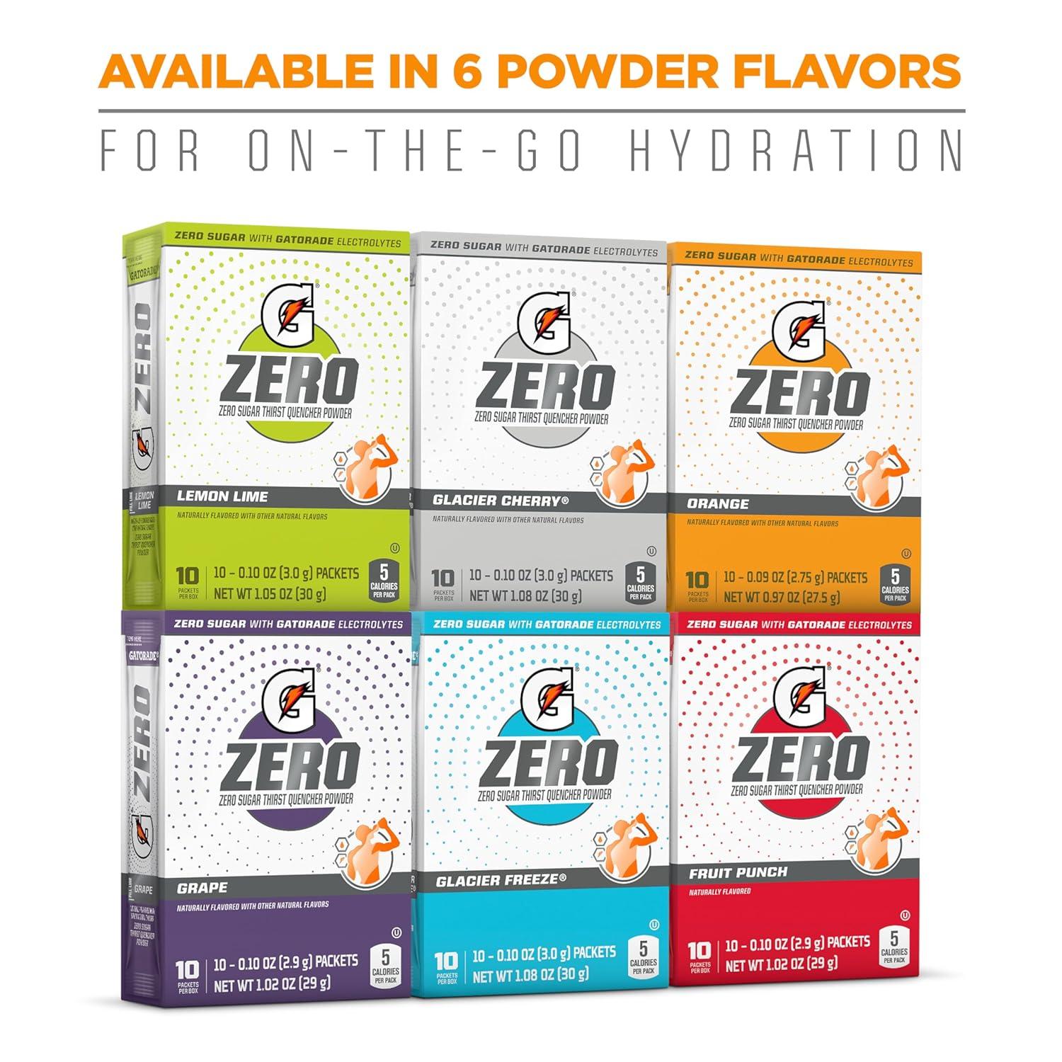 Gatorade G Zero Powder 10 Count - 3 Flavor Variety - 0.10 Oz - Pack of ...