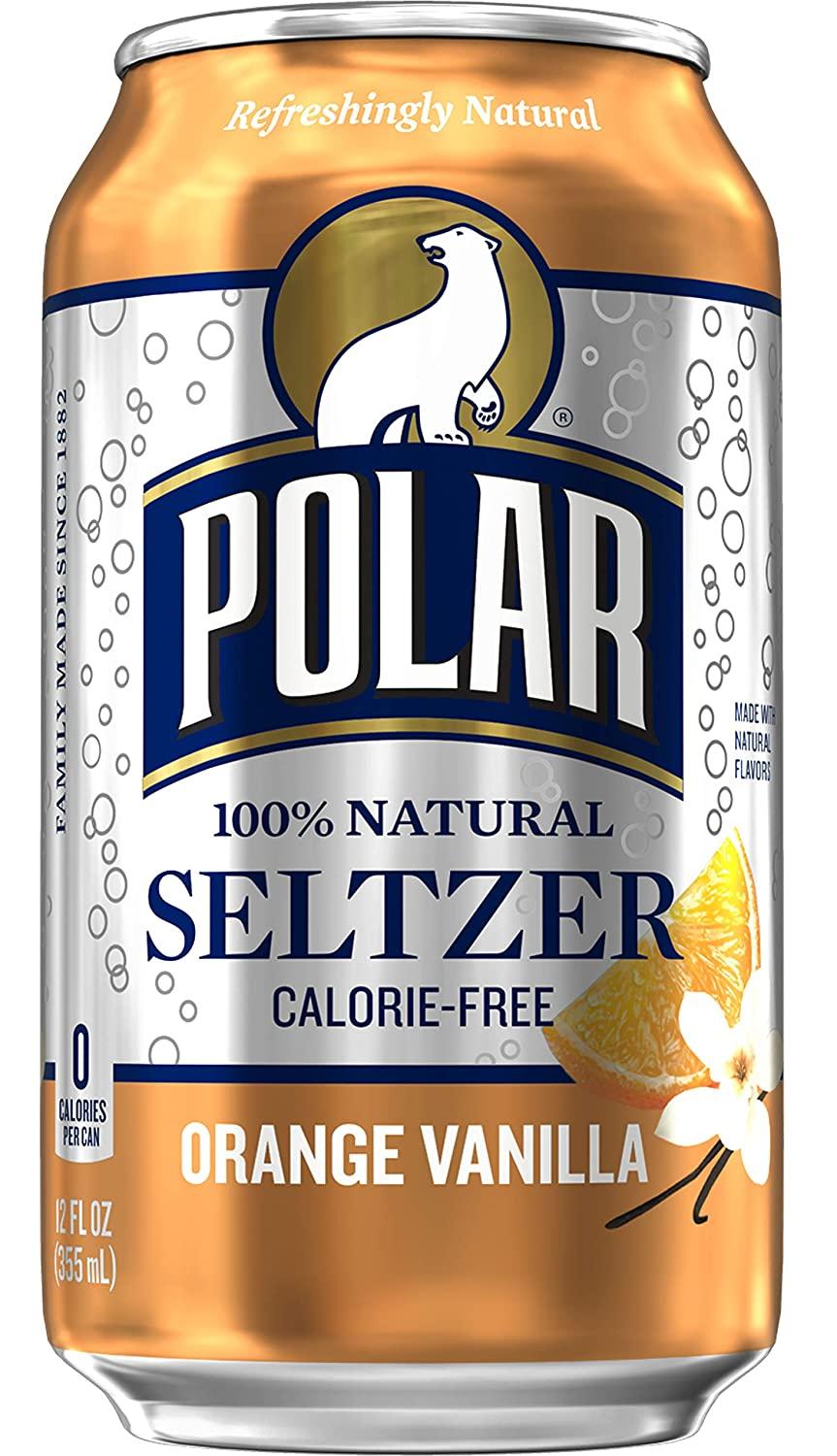 Polar Seltzer Water Orange Vanilla 12 Pack - Refreshing 12 Fl Oz Cans ...