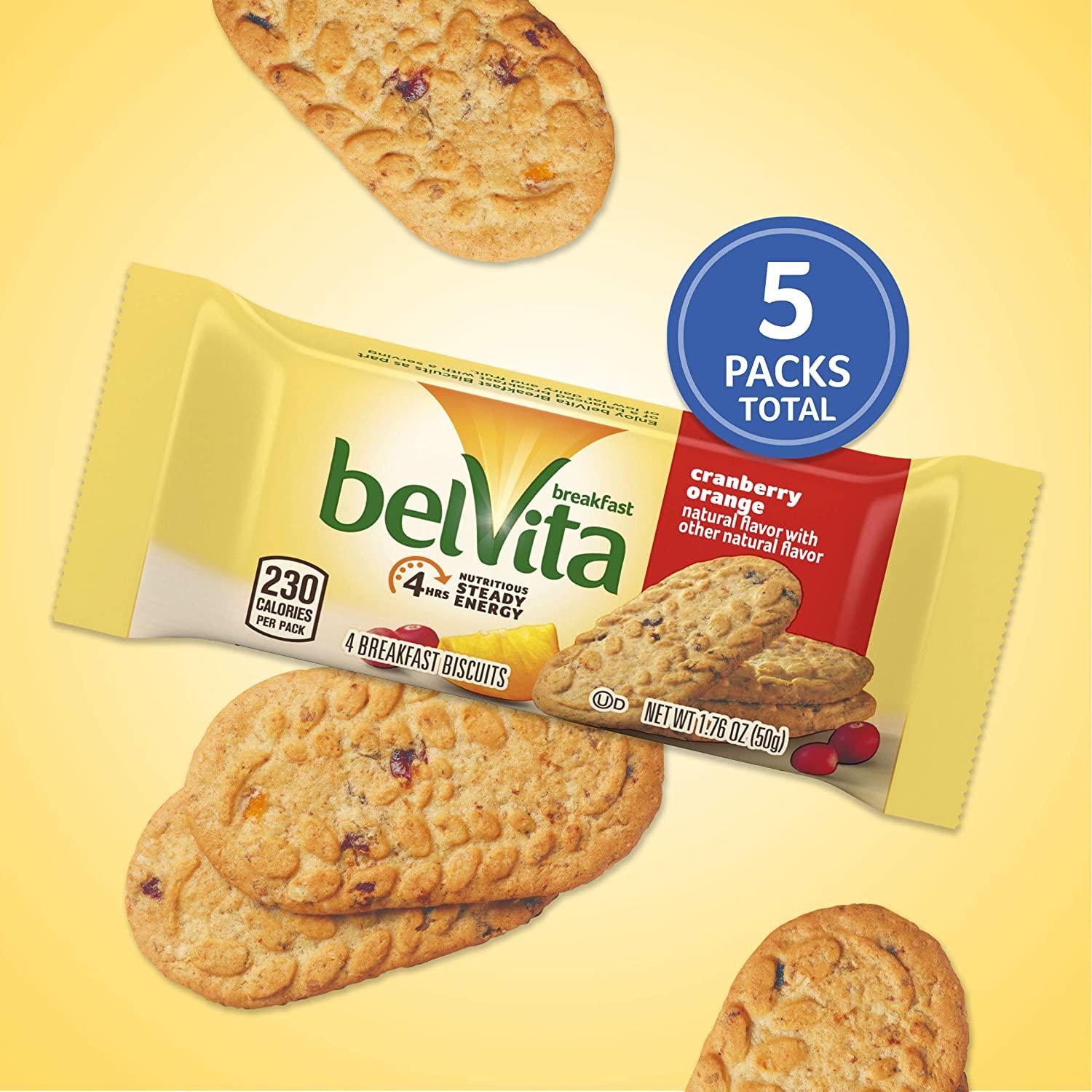 belVita Cranberry Orange Breakfast Biscuits - 5 Packs (4 Biscuits Per ...
