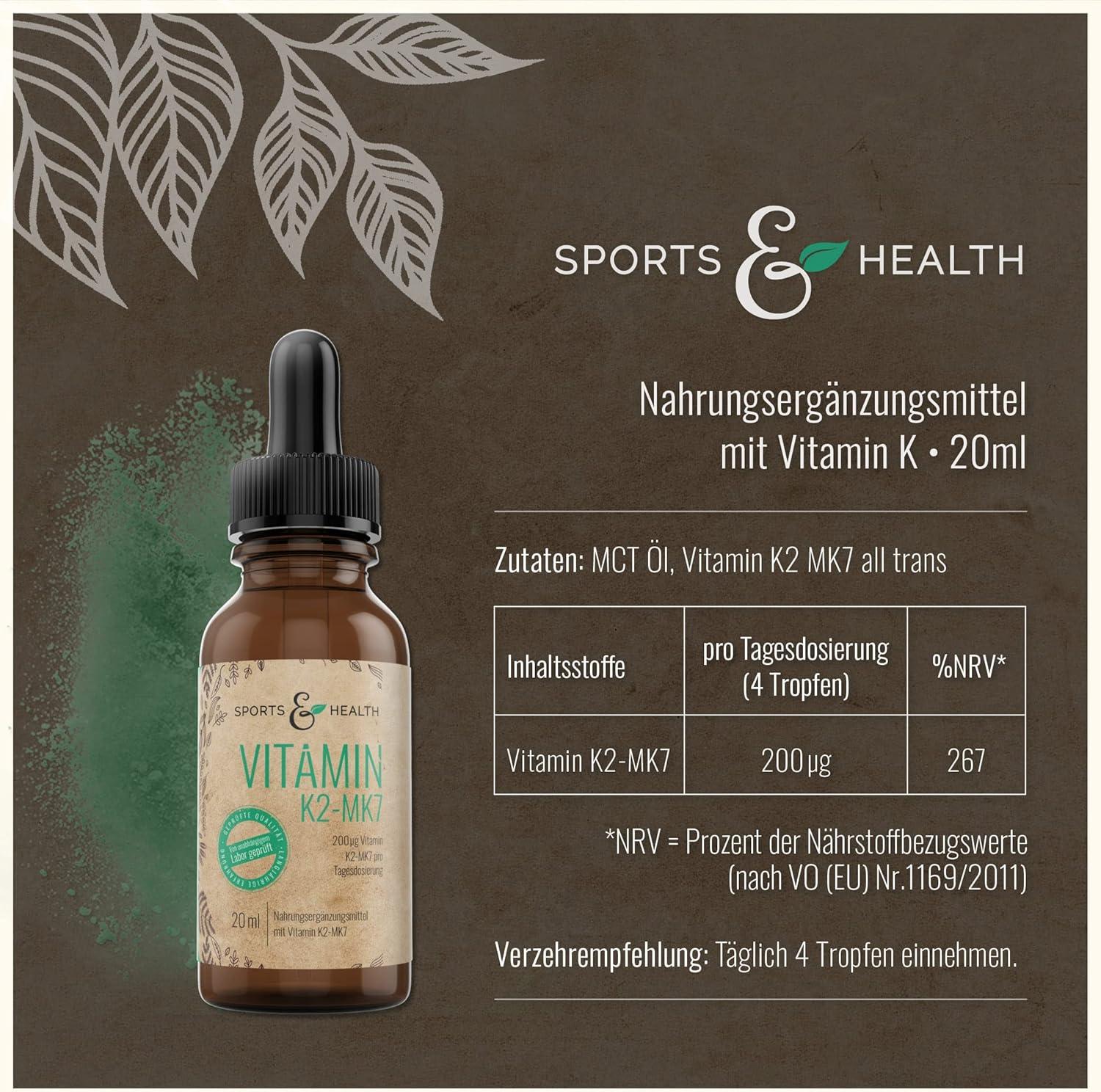 Vitamin K2 MK7 Drops - 200 g Daily Dose High Bioavailability Additive ...