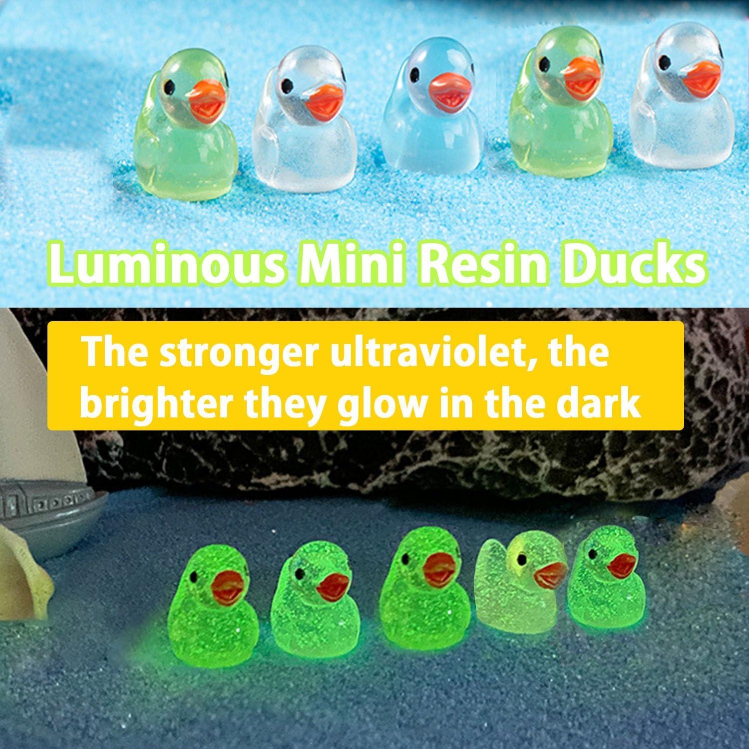 100Pcs Mini Resin Luminous Ducks - Glow in The Dark Rubber Ducks for ...