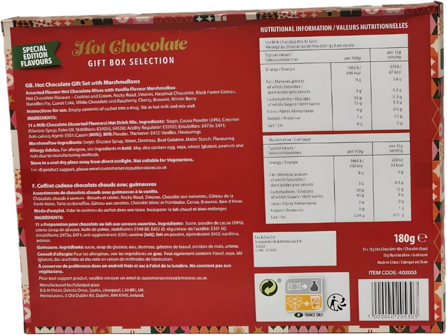 Hot Chocolate Gift Box Selection with Marshmallows Assorted Flavors ...