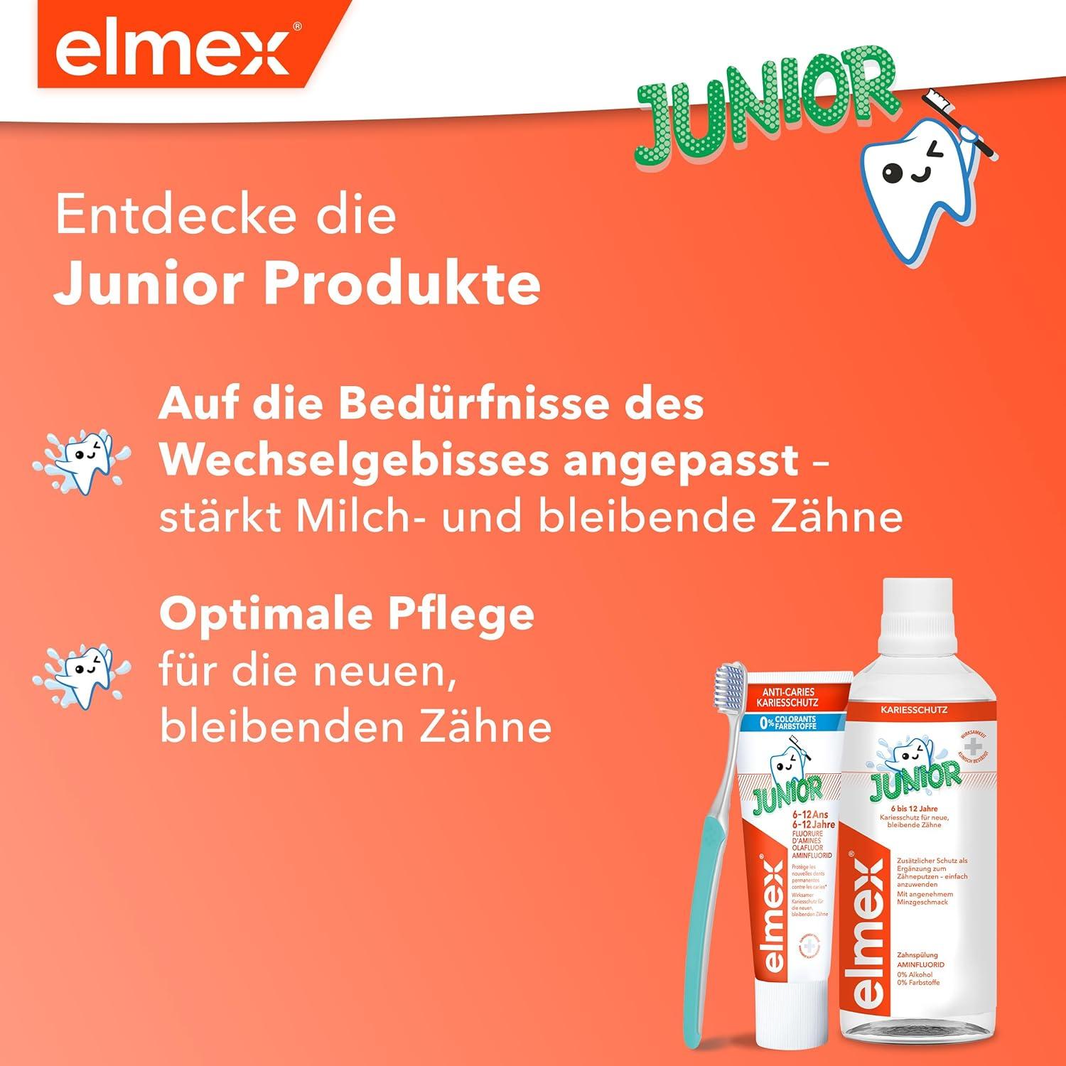 Elmex Junior Toothpaste 6-12 Years | 75ml Fluoride for Effective Cavity ...