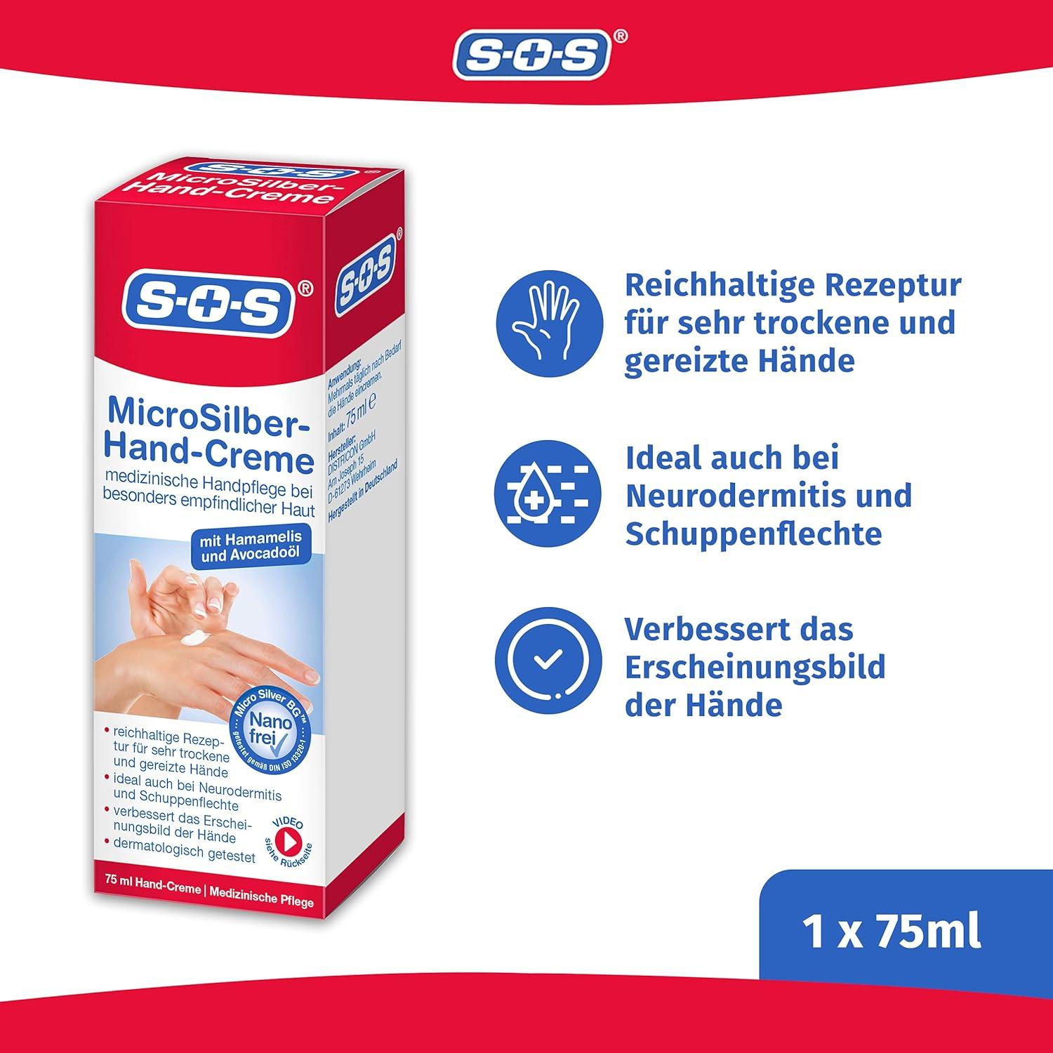 Buy SOS Microsilber Hand Cream 75 ml - Rich Moisturizer for Very Dry ...