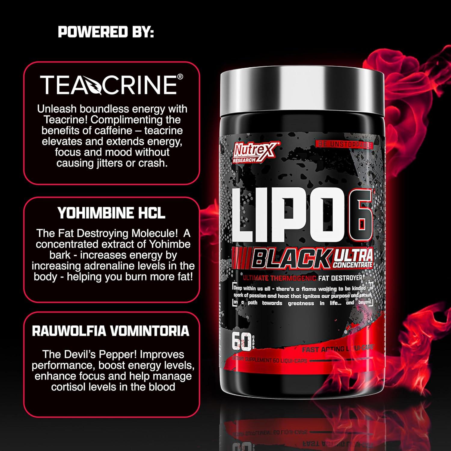 Nutrex Research Lipo-6 Black Ultra Concentrate | Thermogenic Fat Burner | 60 Count | Buy Now ...