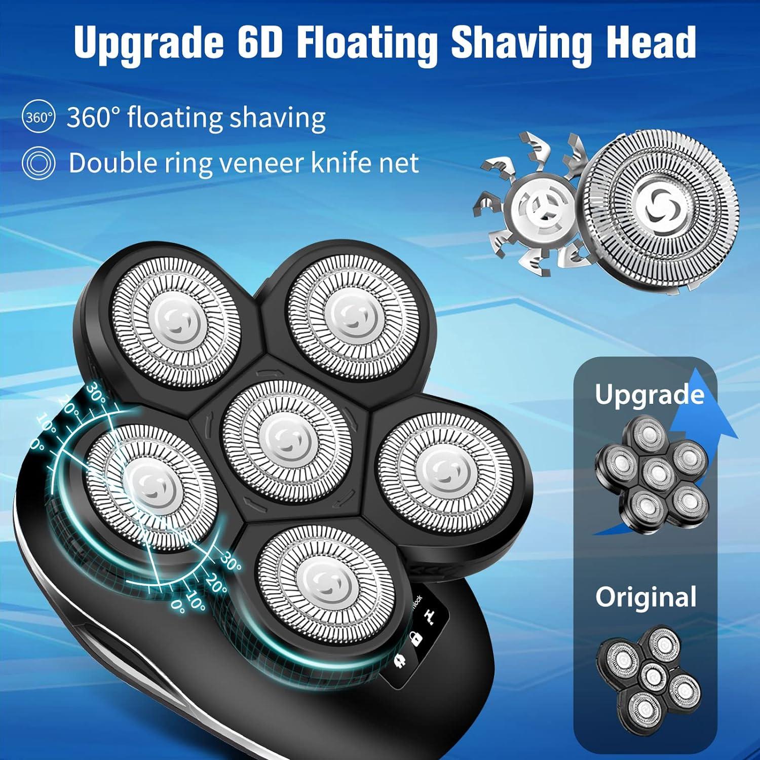 6-in-1 Men's Head Shaver & Grooming Kit | Electric Razor for Bald Head ...
