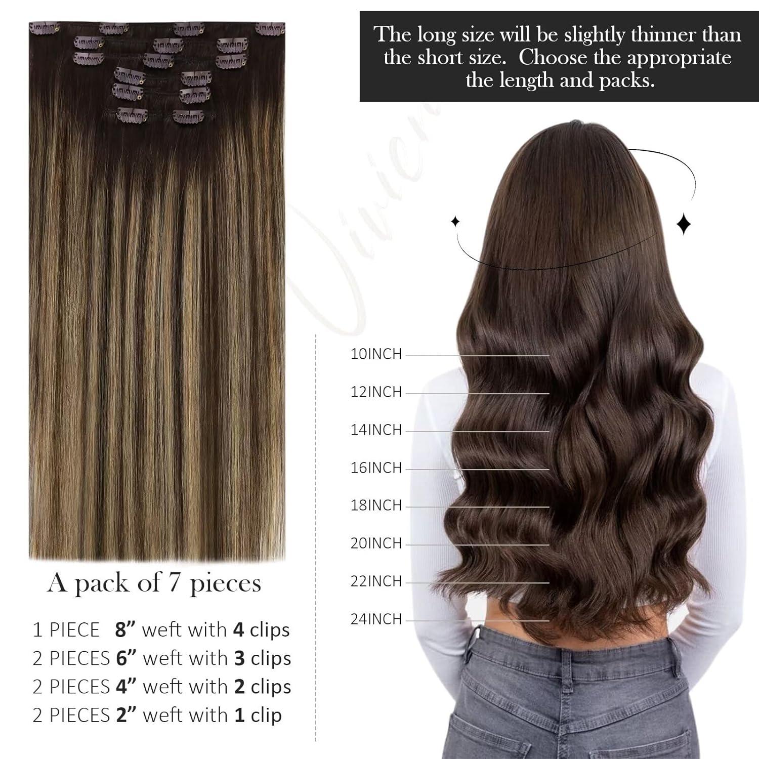 Vivien Clip-in Extensions | Real Remy Hair | Dark Brown & Caramel ...