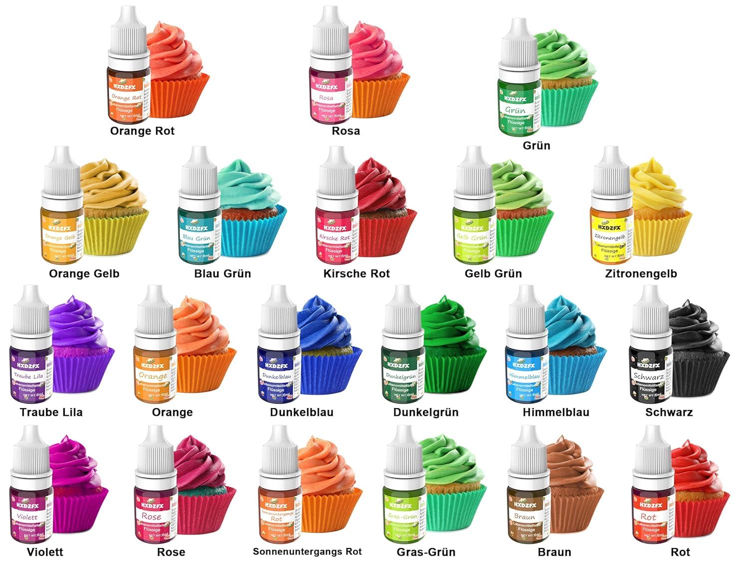 20 Highly Concentrated Food Coloring Set - 6ml Liquid for Baking ...