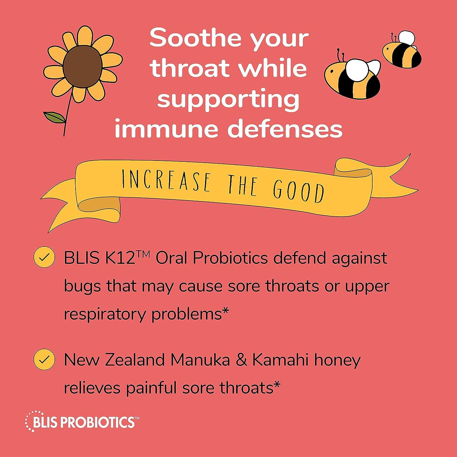 BLIS HoneyBlis Oral Probiotic Lozenges with Manuka Honey High Potency ...