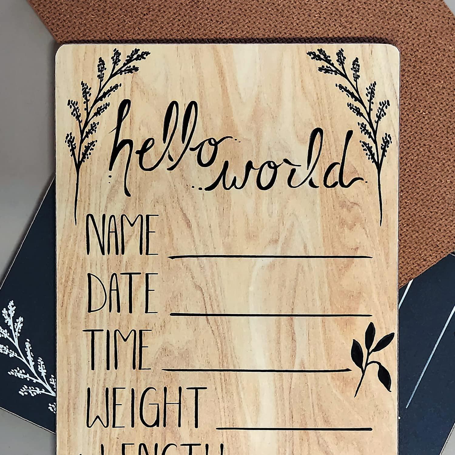 Cohas Hello World Newborn Baby Announcement Wood Sign with Monster ...