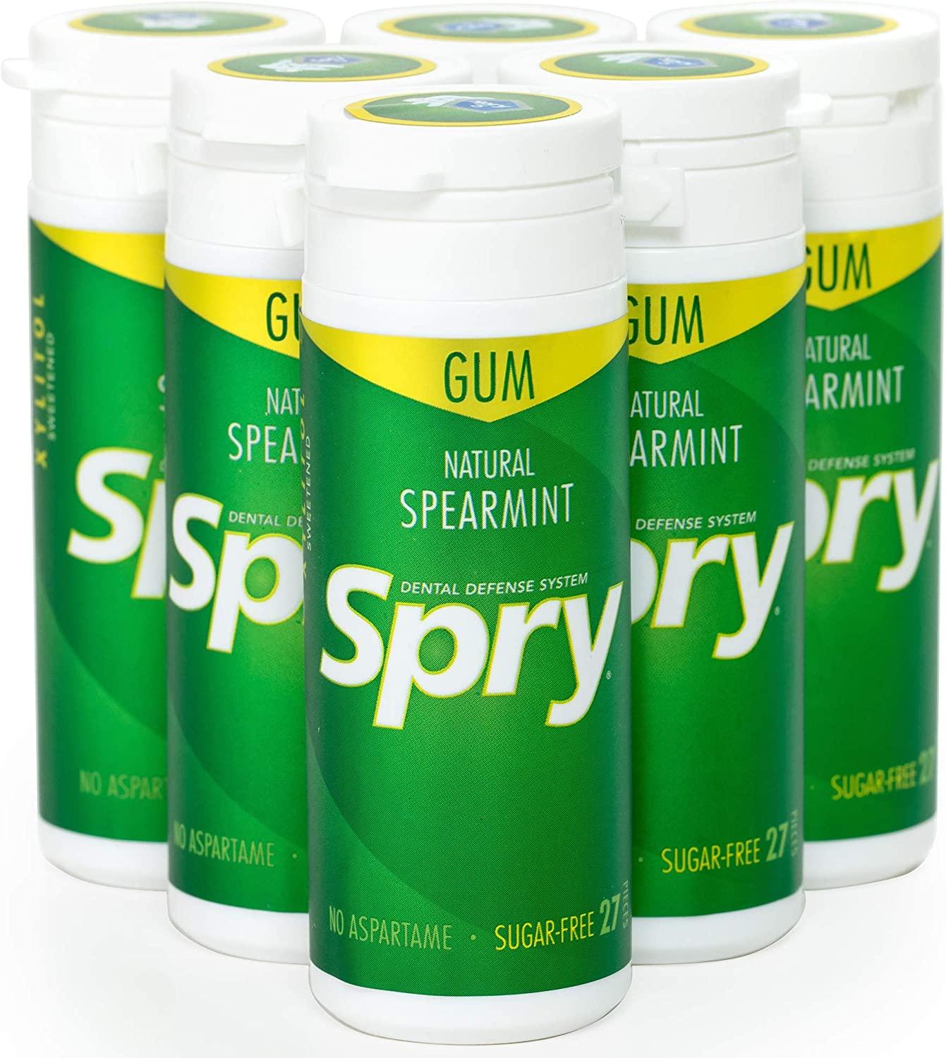 Spry Xylitol Chewing Gum - Spearmint Flavor - 27 Count (Pack of 6 ...