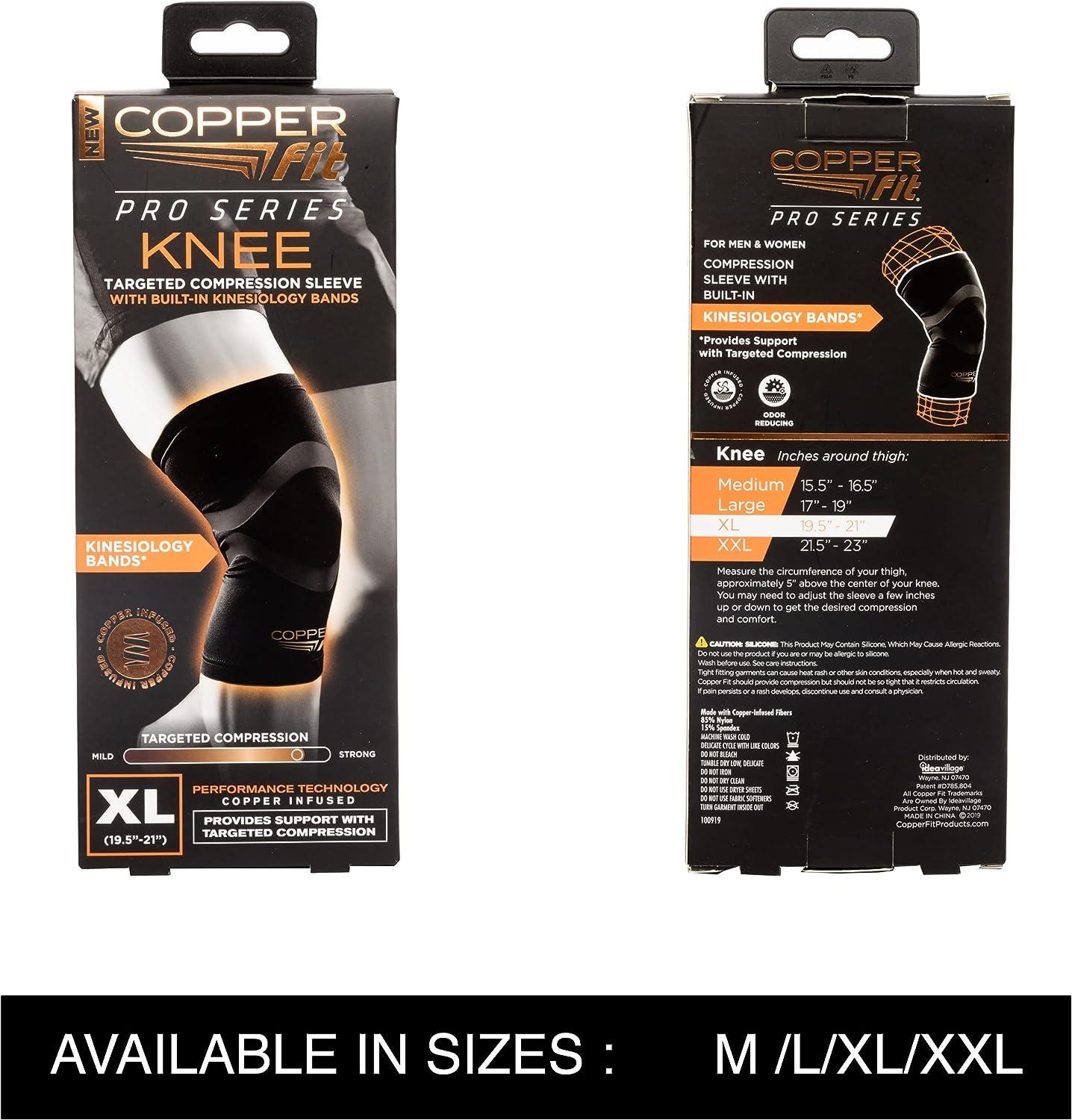 Copper Fit Pro Series Black Large Knee Compression Sleeve - Support and ...