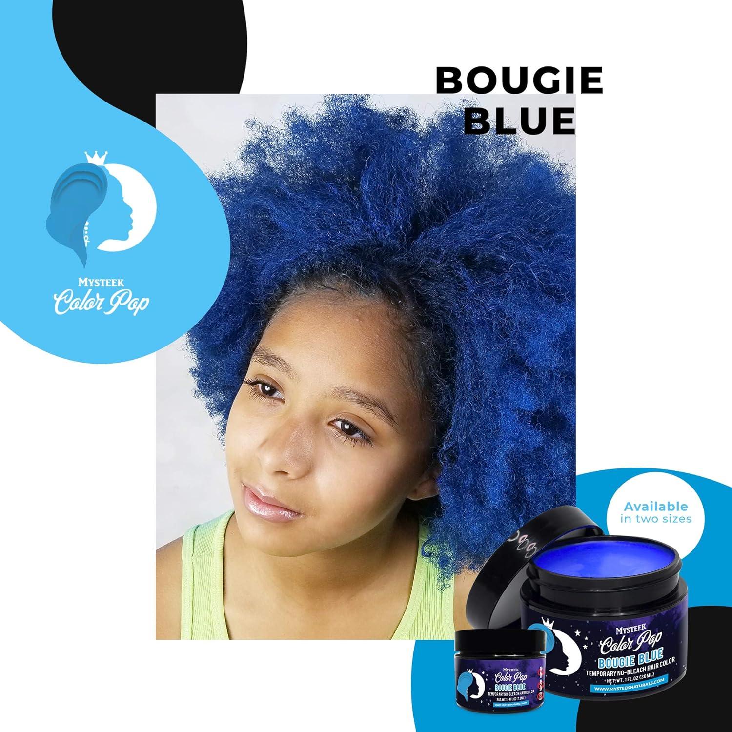 Mysteek Color Pop Temporary Hair Color - Bougie Blue for Dark & Light ...